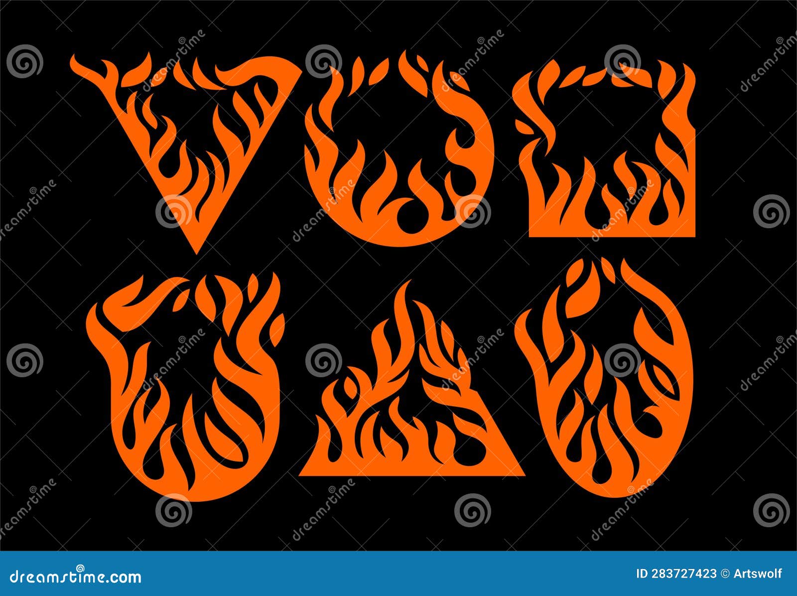 Set of Abstract Smoke Fire Basic Shape Icon Logo. Silhouette of Flame ...