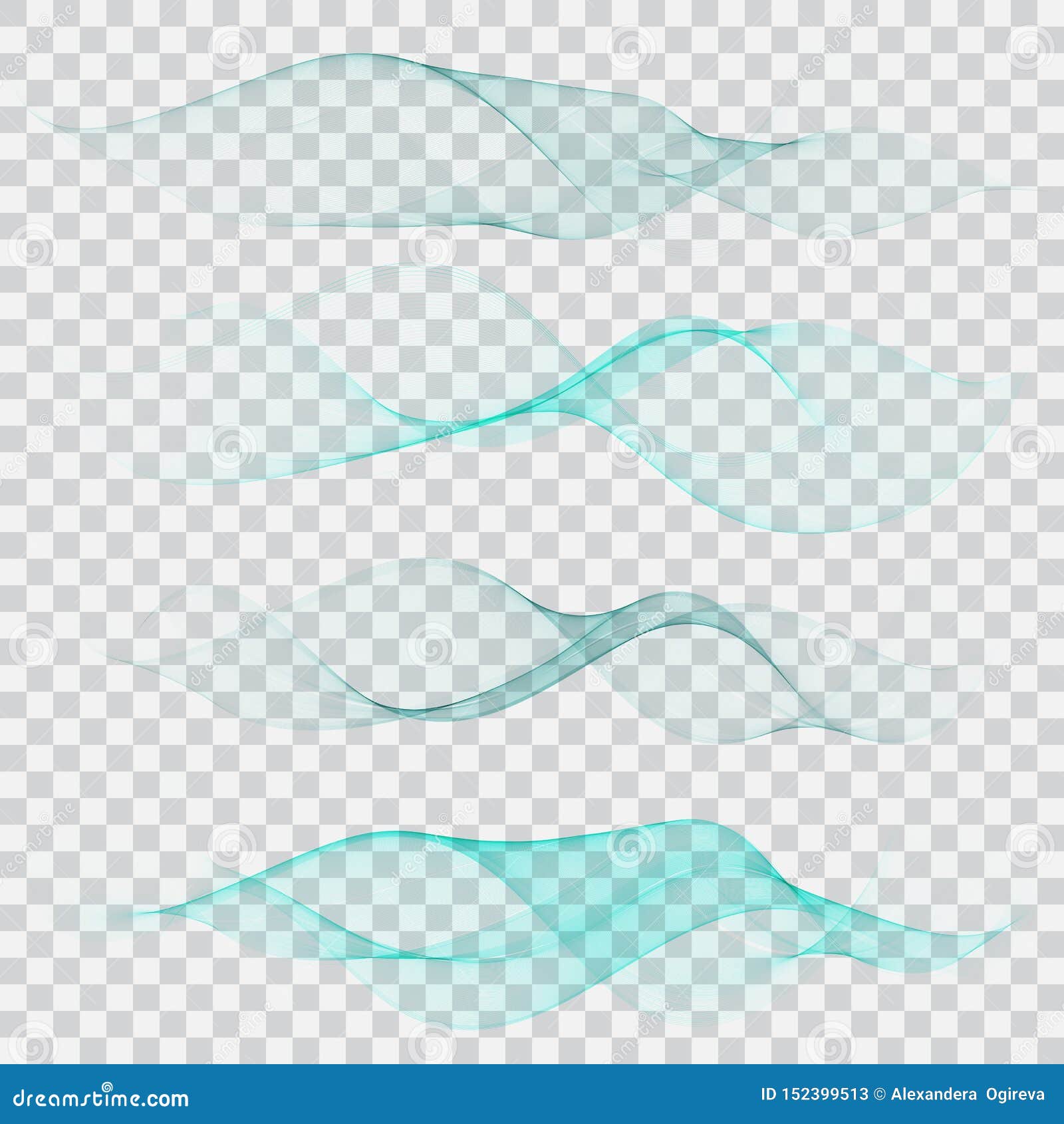 Set of Abstract Smooth Waves. Blue and Green Wave. Stock Vector ...
