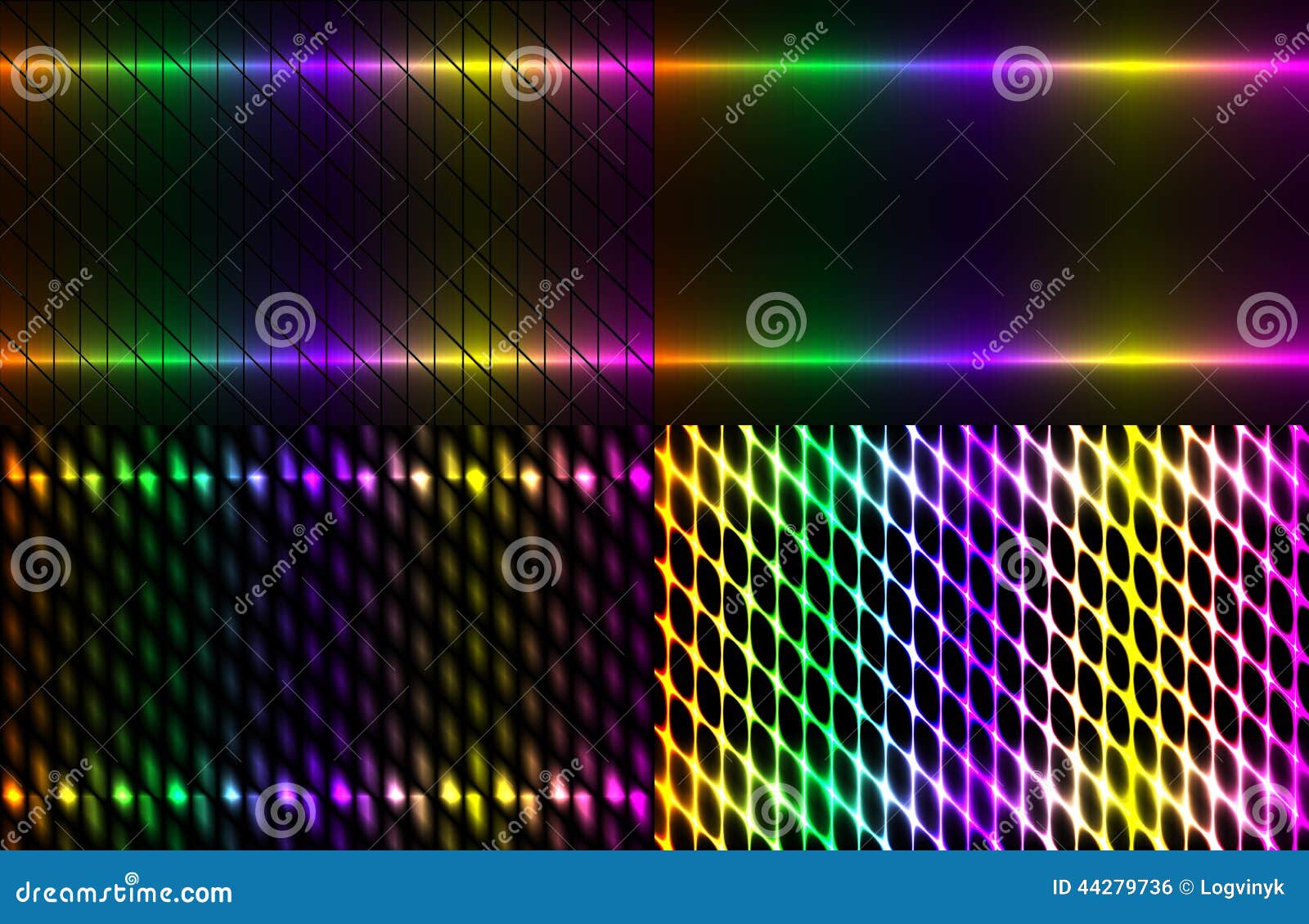 Set Abstract Spectrum Dark Background Colored Stock Vector ...
