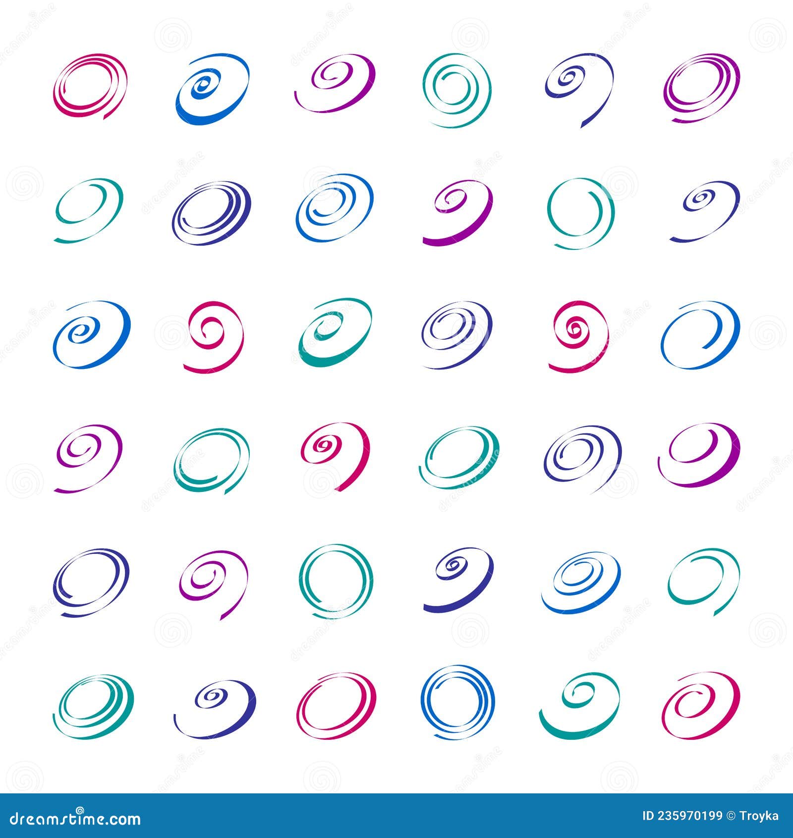 Set of Abstract Spiral Design Elements Stock Vector - Illustration of ...