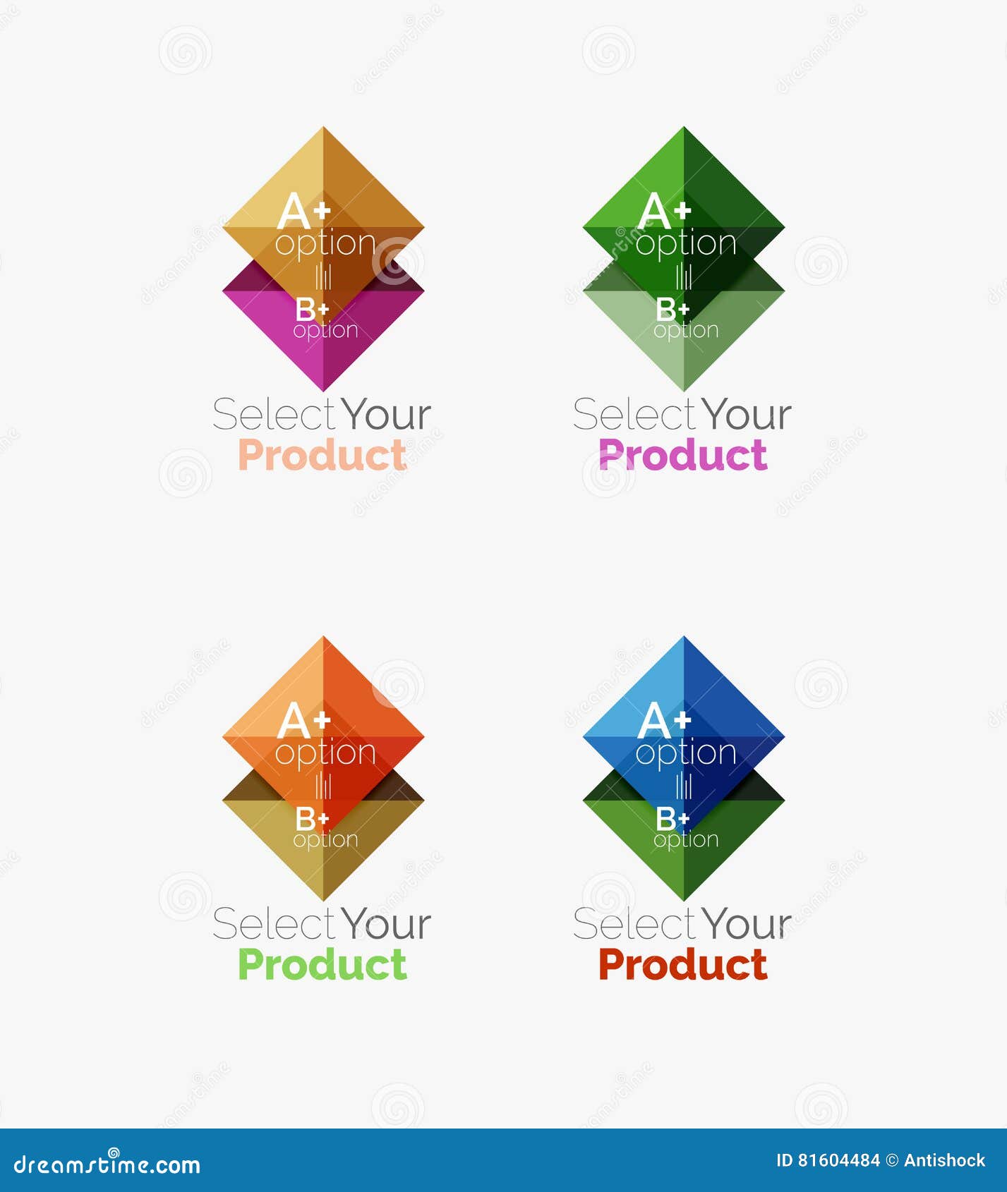 Set of Abstract Square Interface Menu Navigation Button Stock Vector ...