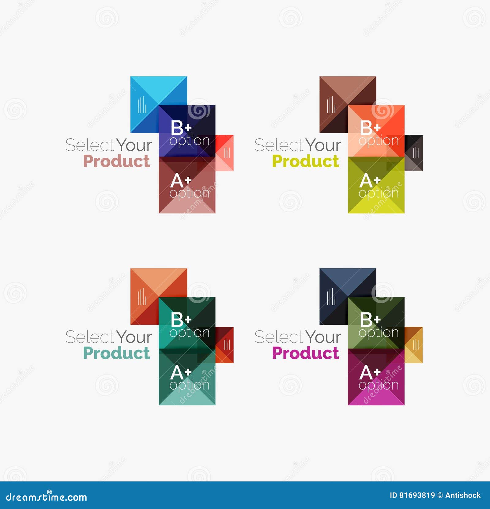 Set of Abstract Square Interface Menu Navigation Button Stock Vector ...