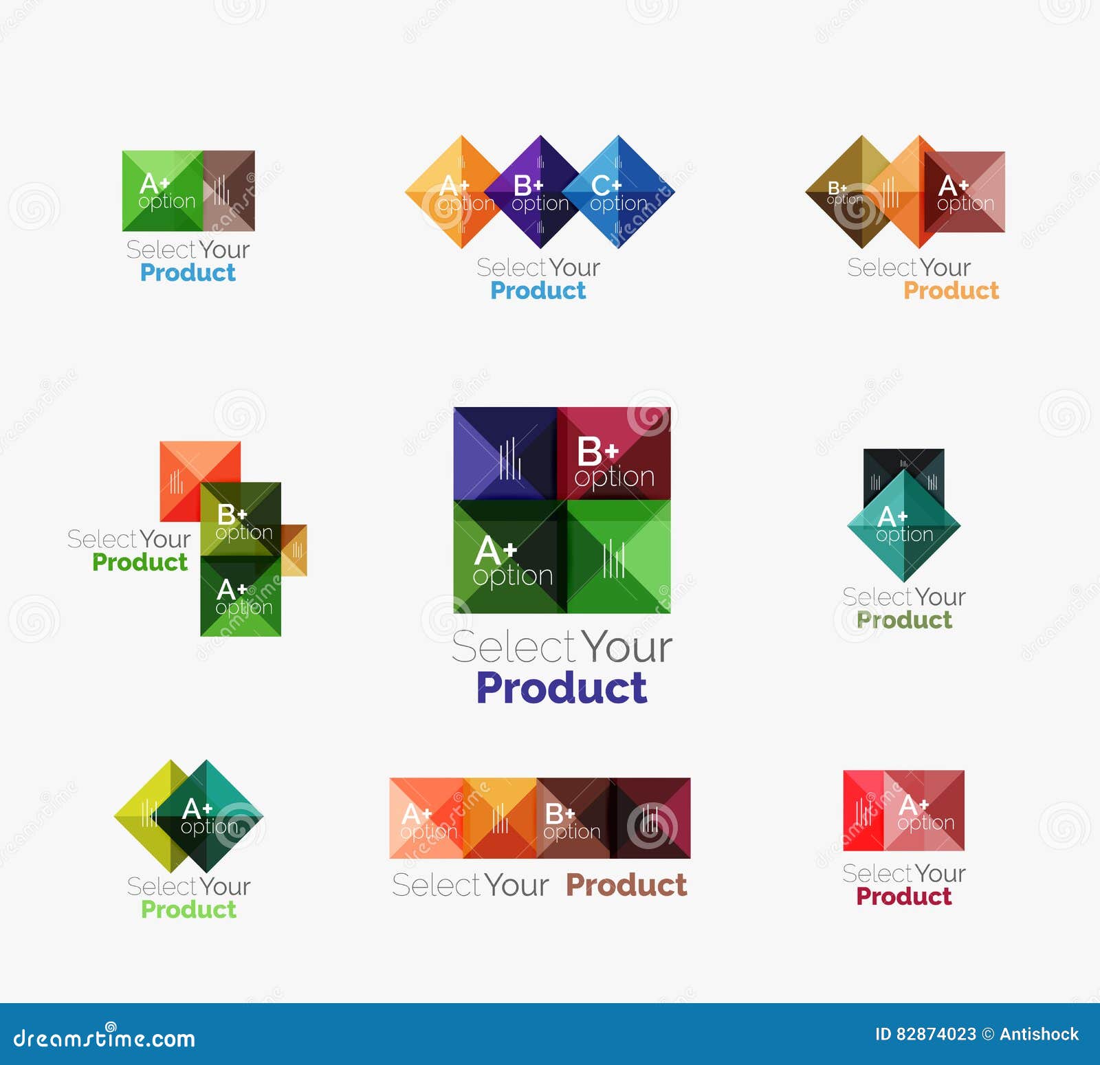 Set of Abstract Square Interface Menu Navigation Button Stock ...