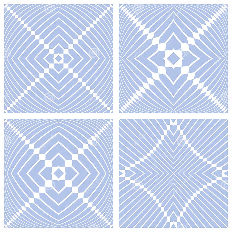 Set of Abstract Square Light Blue Patterns with 3D Illusion Effect ...