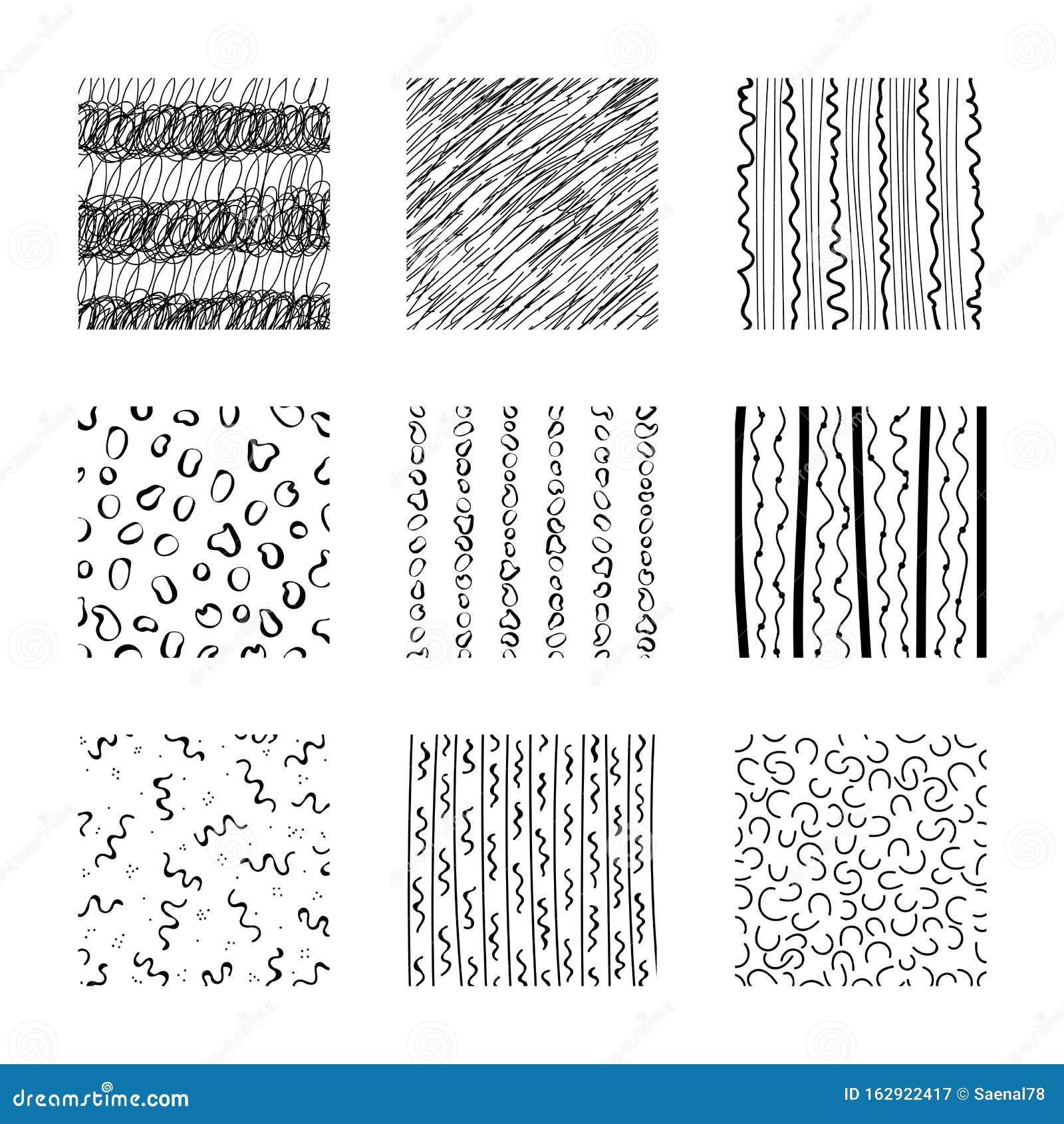 Set of Abstract Squares. Hand Drawn Backgrounds. Doodle Drawings ...