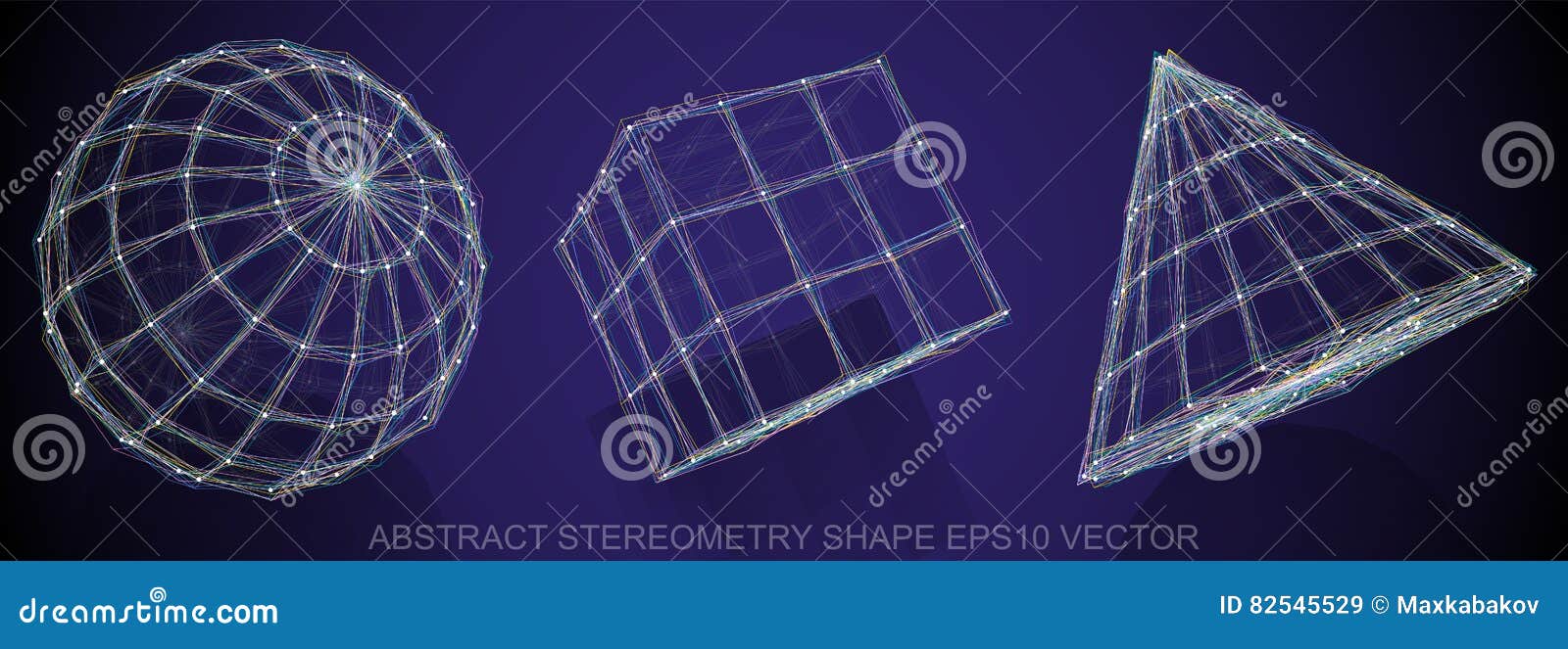 Set Of Abstract Stereometry Shape: Sketched Geosphere, Torus ...