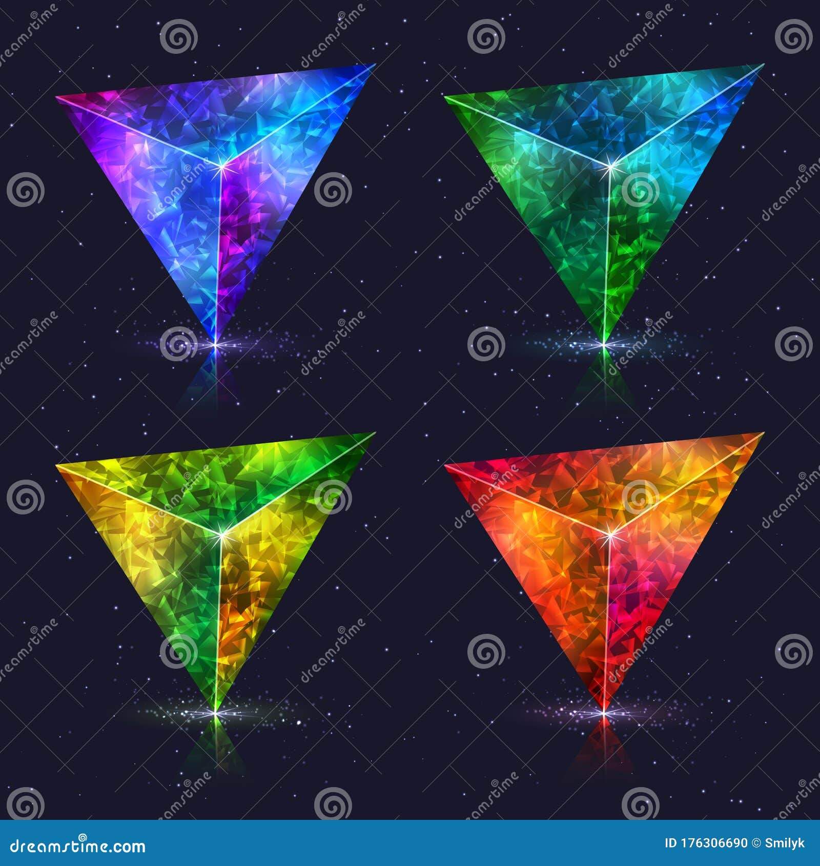 Set of Abstract Stylized Realistic Design Elements 3D Crystals ...