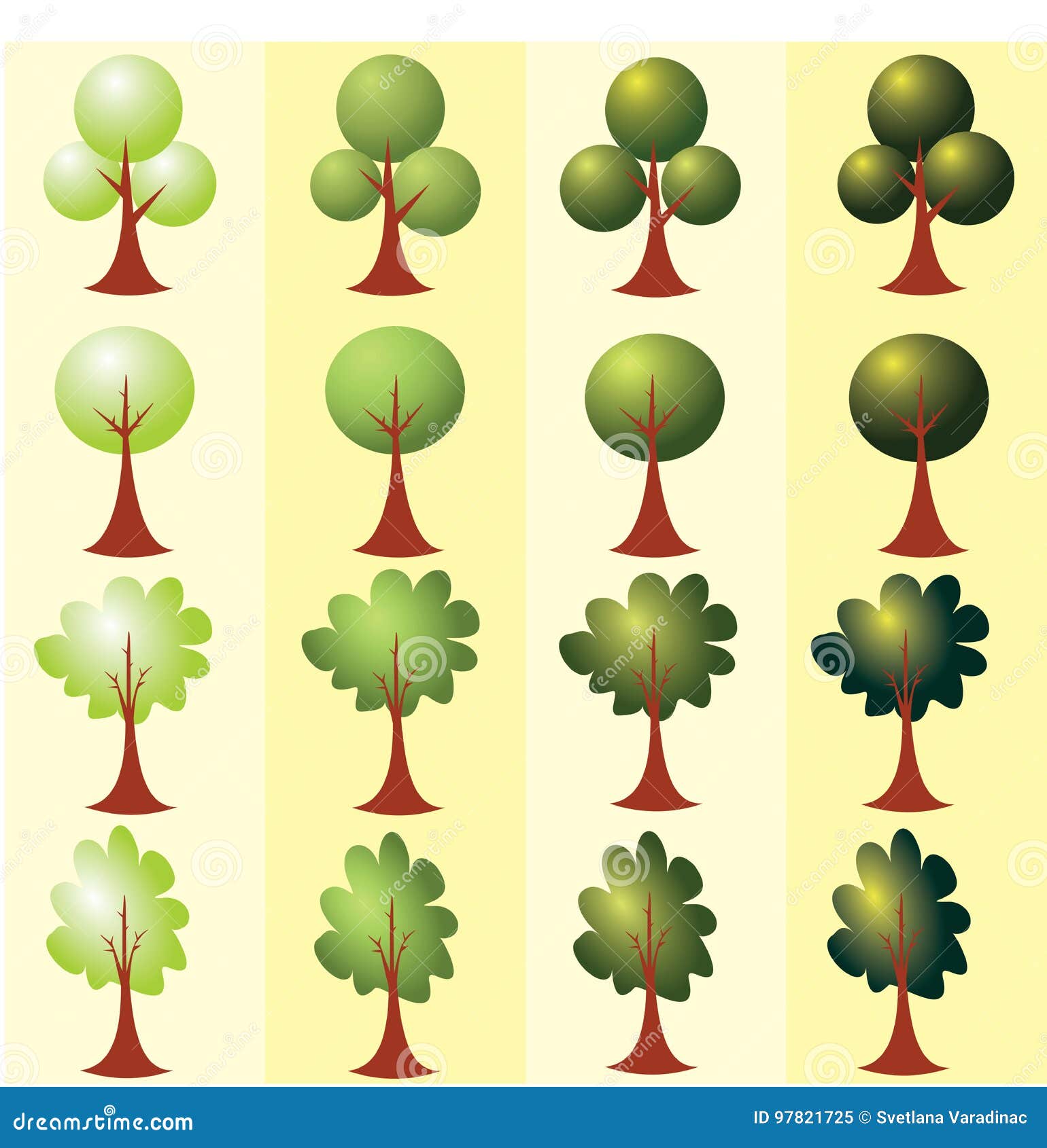 Set of Abstract Stylized Trees. Clip Art Stock Vector - Illustration of ...