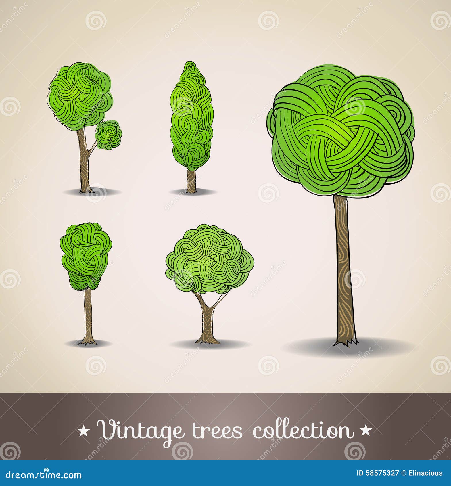 Set of Abstract Stylized Trees. Stock Vector - Illustration of ...
