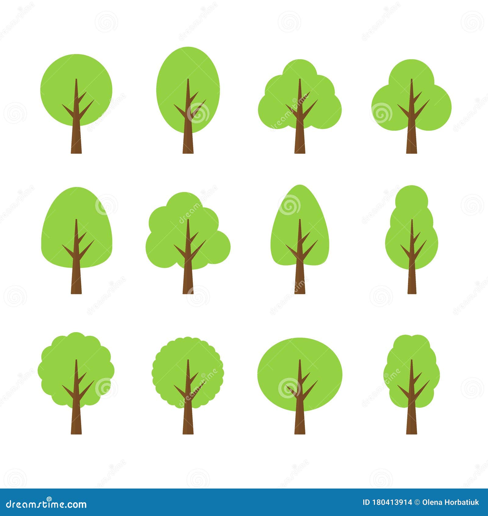 Set of Abstract Stylized Trees. Natural Illustration Stock Vector ...