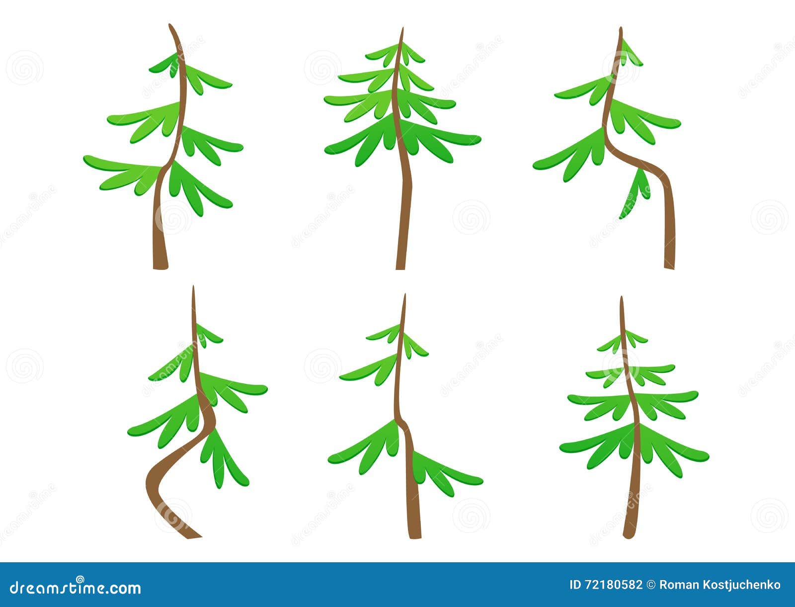 Set of Abstract Stylized Trees Spruce Stock Vector - Illustration of ...