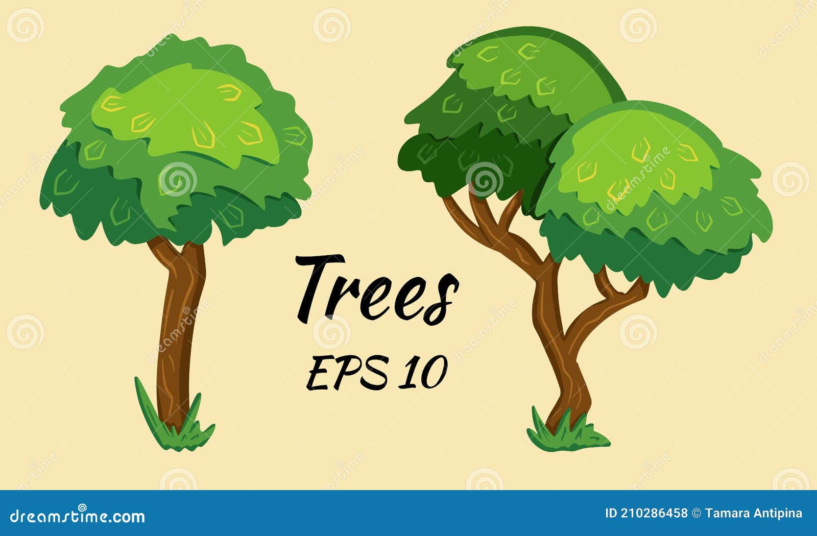 Set of Abstract Stylized Trees. Two Deciduous Trees Stock Vector ...