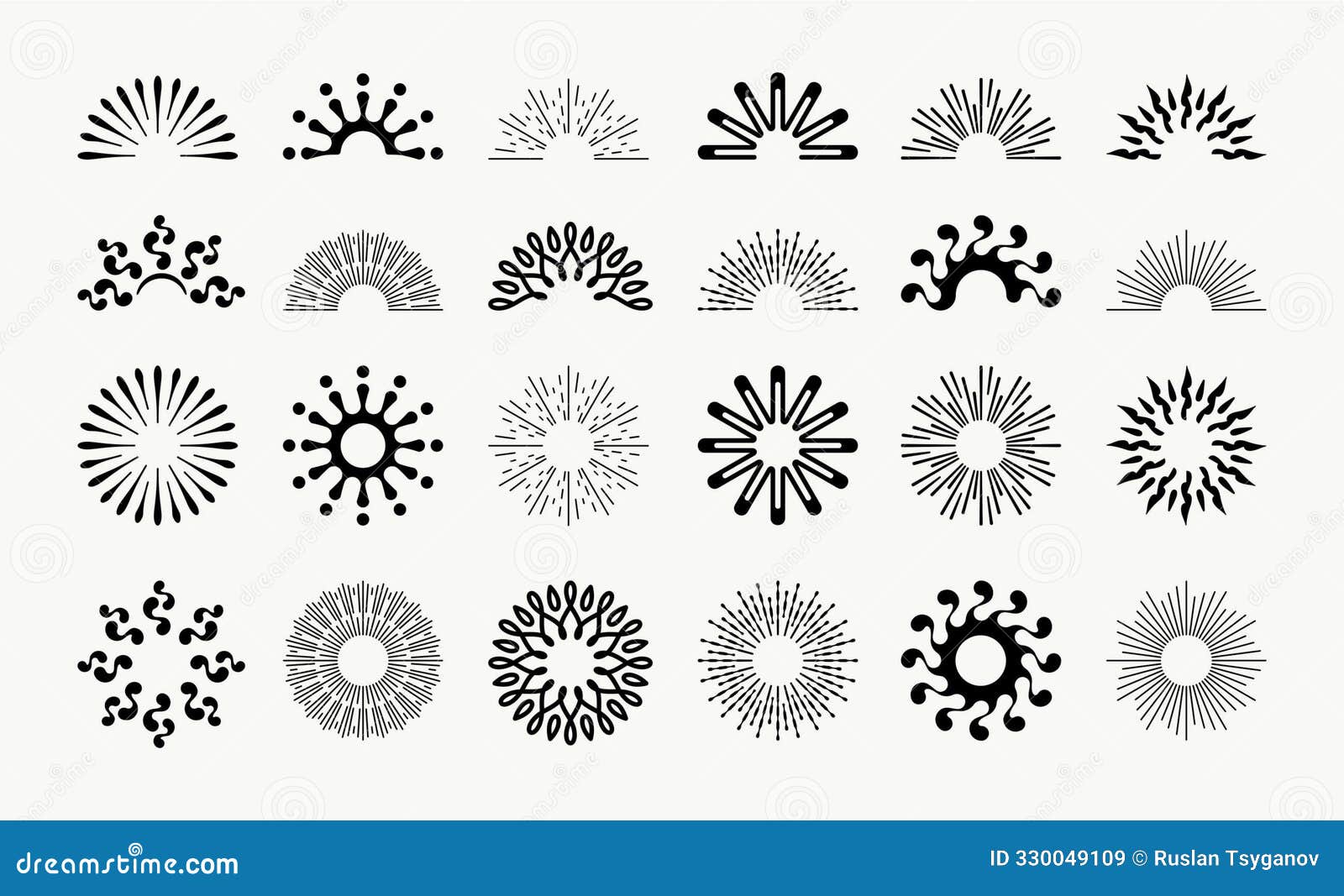 Set of Abstract Sun Rays Vector Design Stock Vector - Illustration of ...