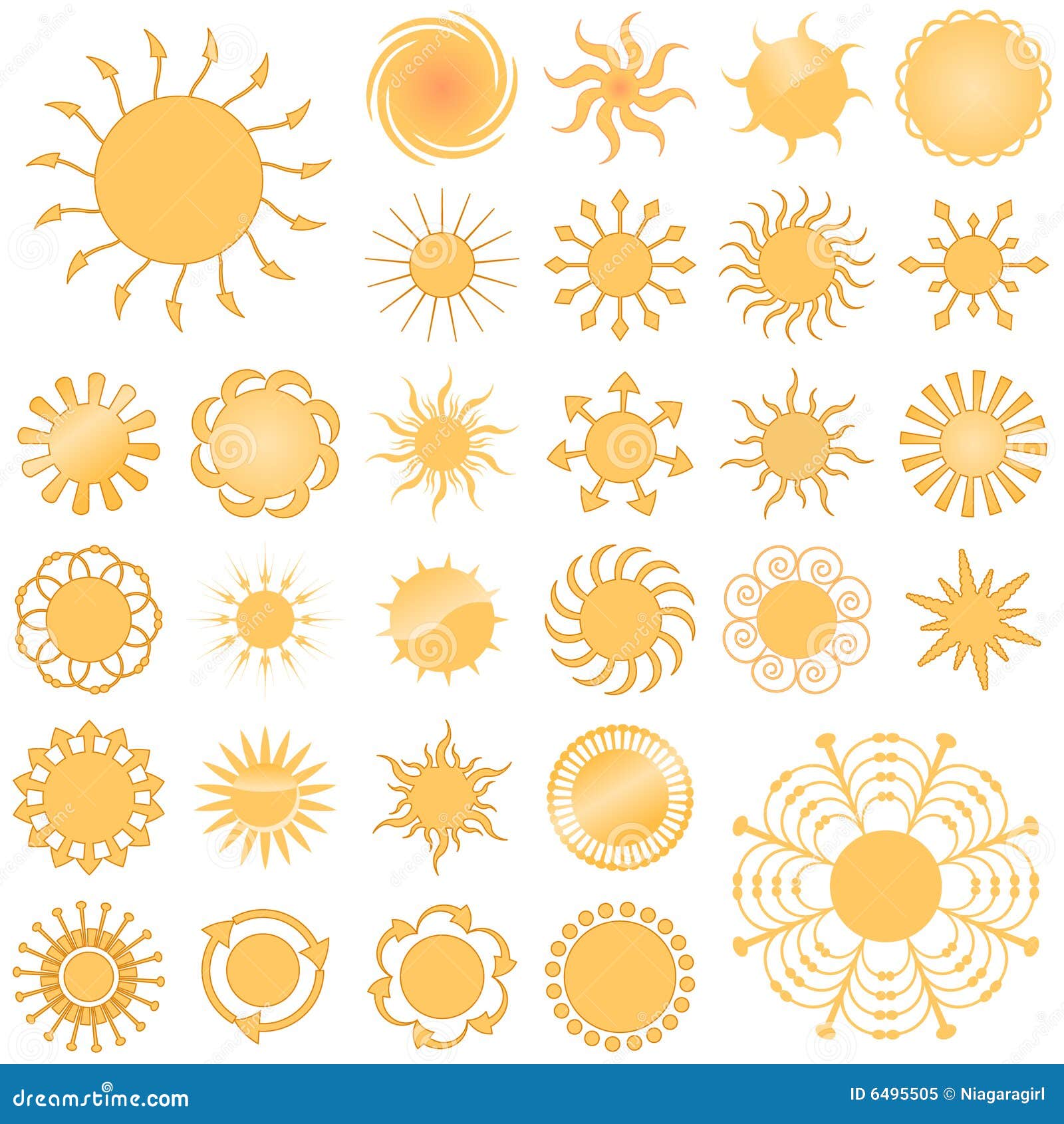 Set of Abstract Suns stock vector. Illustration of orange - 6495505