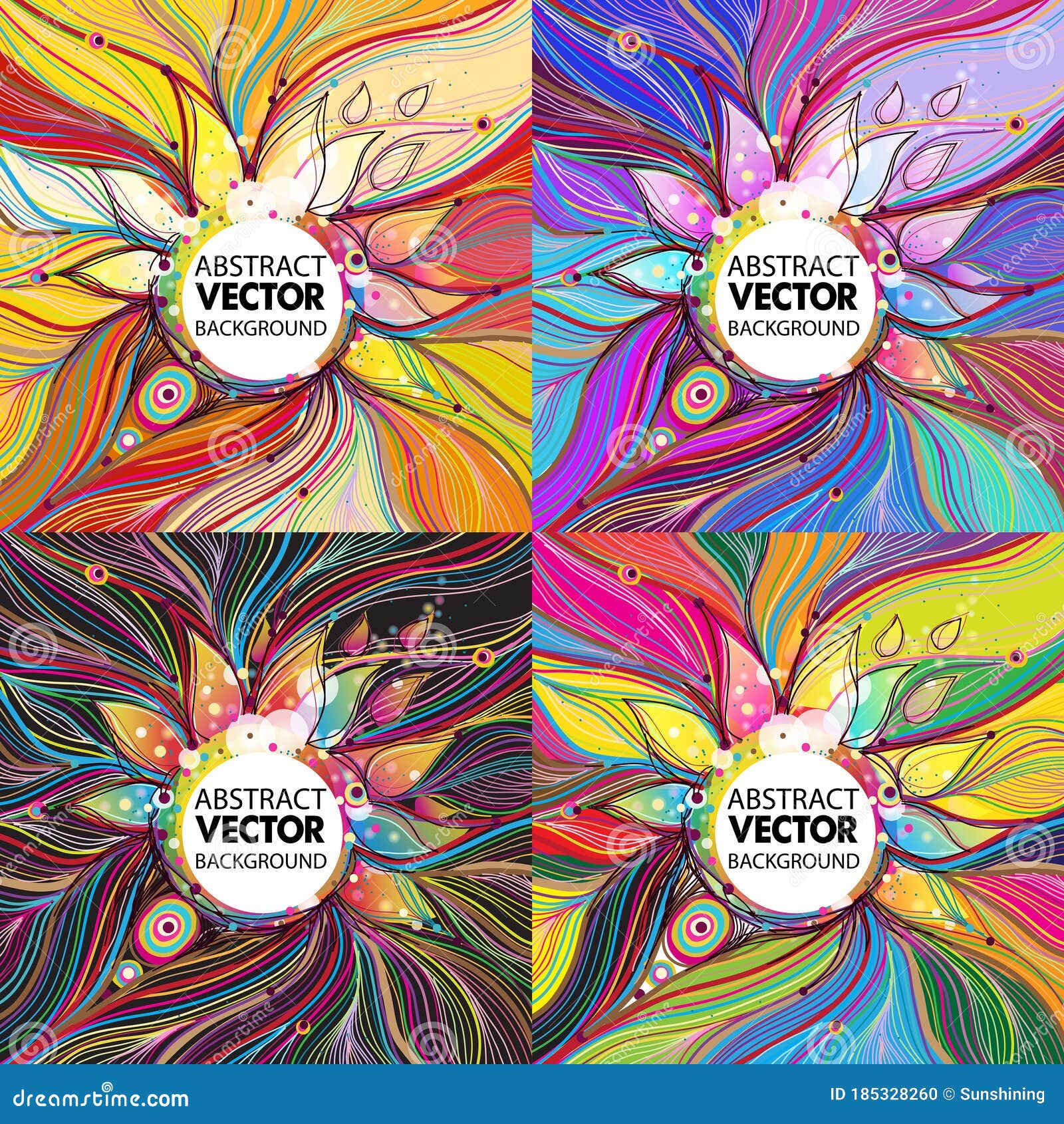 Set of Abstract Sunshine Line Background. Vector Stock Vector ...