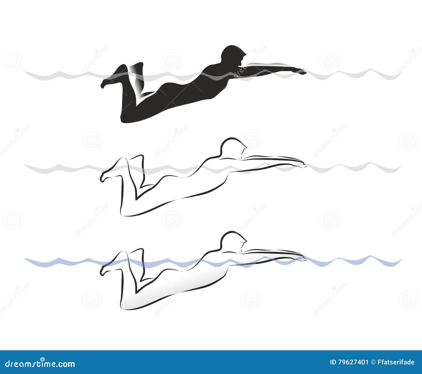 Set of abstract swimmers stock illustration. Illustration of water ...