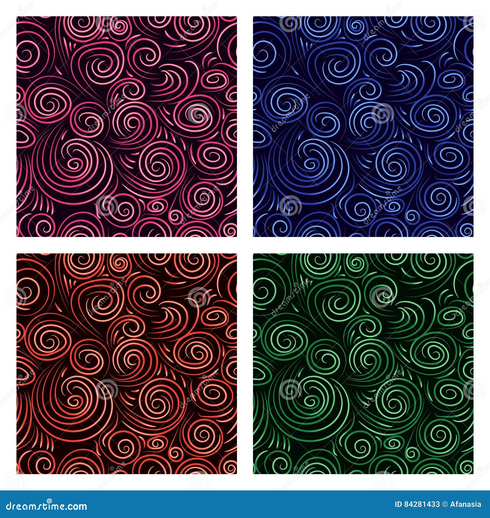 Set of Abstract Swirls Seamless Pattern. Stock Vector - Illustration of ...