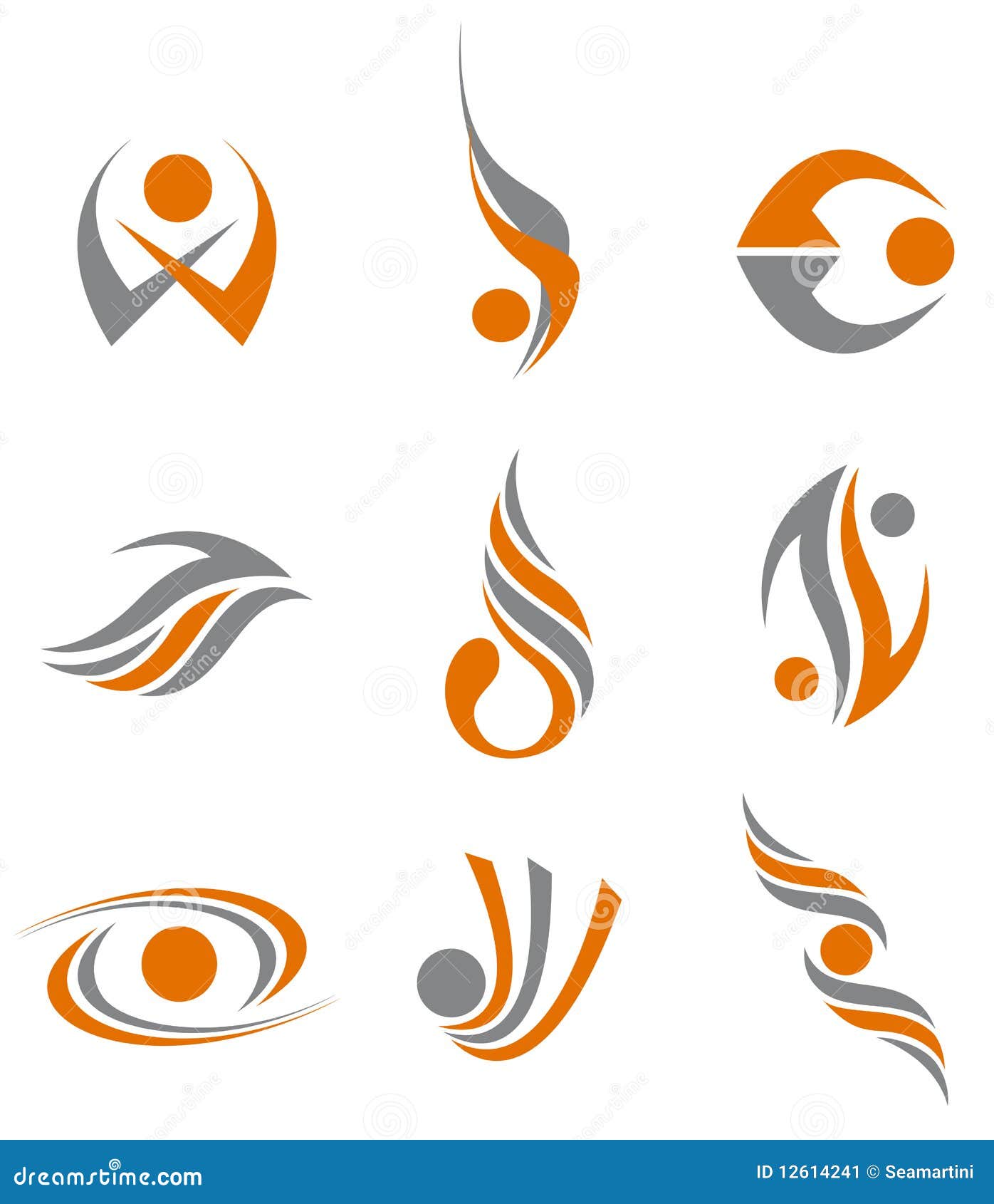 Set of abstract symbols stock vector. Illustration of orange - 12614241
