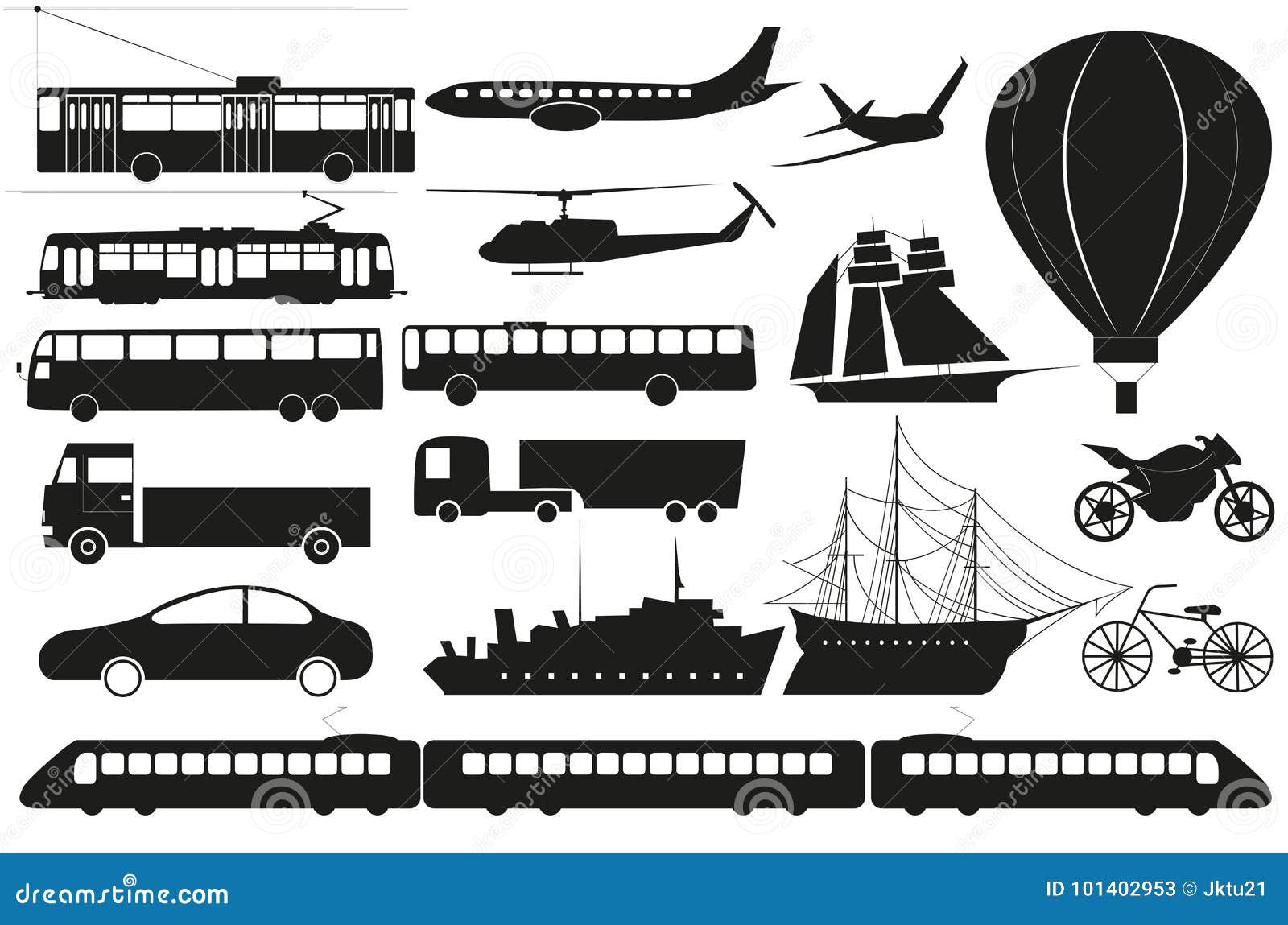 Vector Set of Abstract Transport Silhouettes Stock Vector ...