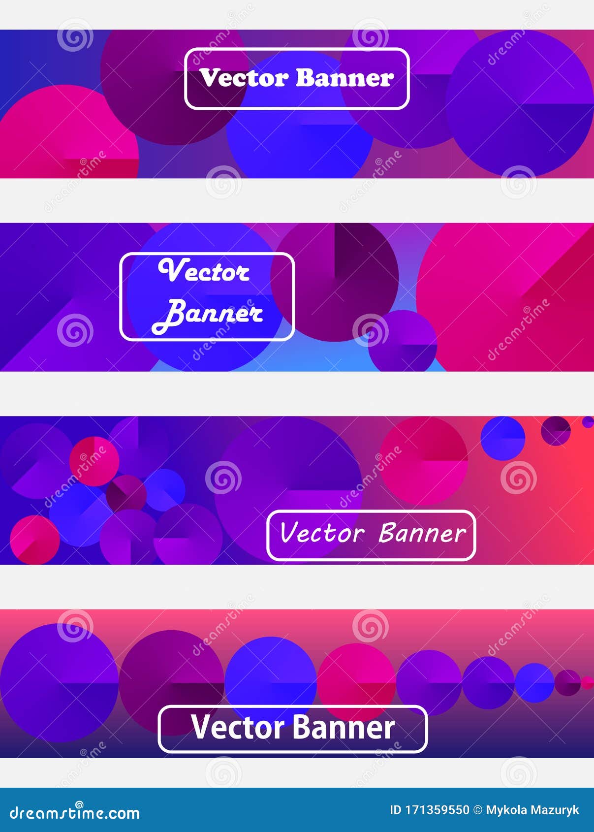 Set of Abstract Trendy Vector Banner or Header. Circles with Gradients ...