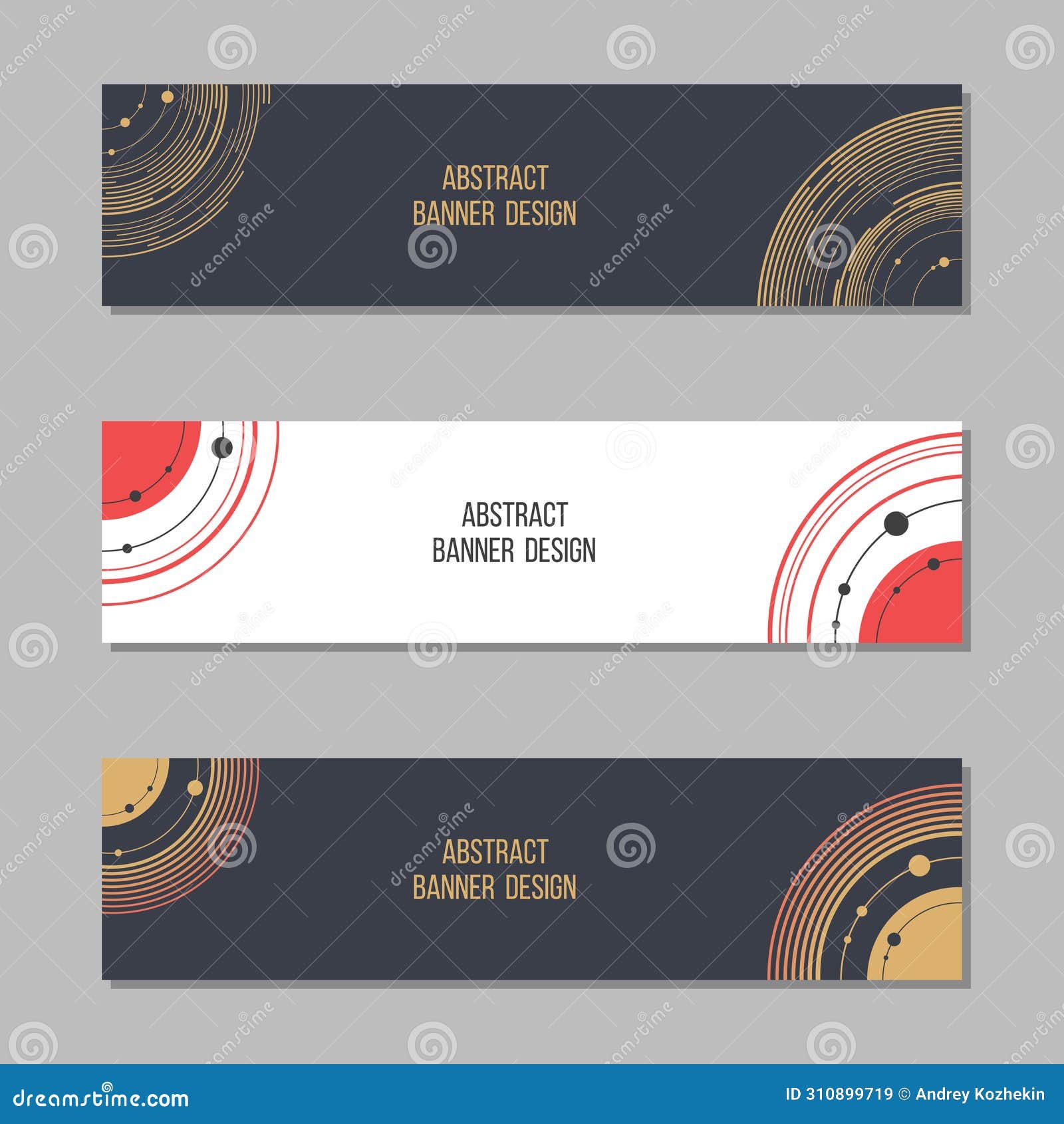 Set of 3 Abstract Vector Banner Templates. Banners with Geometric ...
