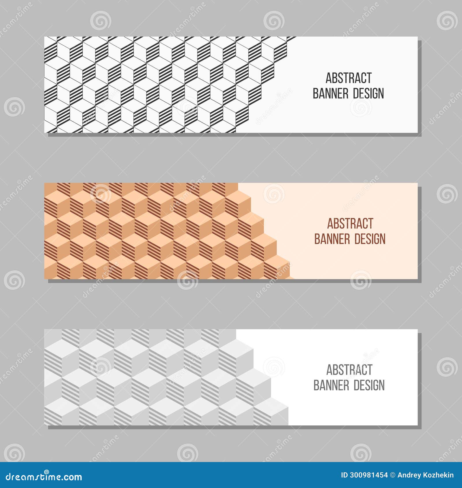 Set of 3 Abstract Vector Banner Templates. Banners with Geometric ...