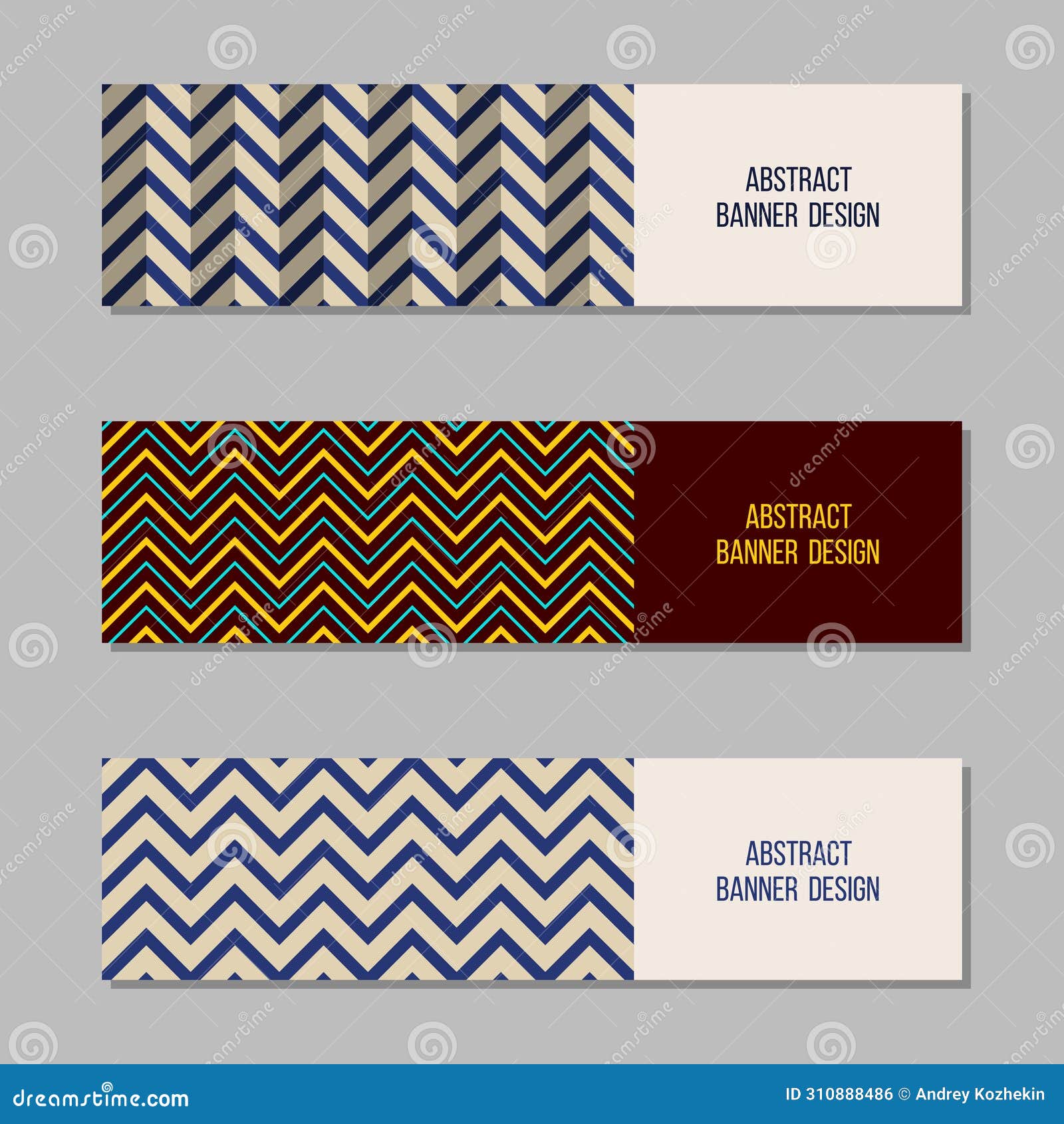 Set of 3 Abstract Vector Banner Templates. Banners with Zigzag Color ...