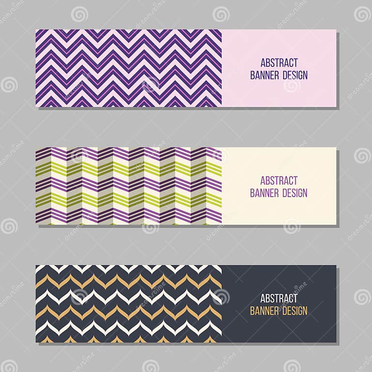 Set of 3 Abstract Vector Banner Templates. Banners with Zigzag Color ...