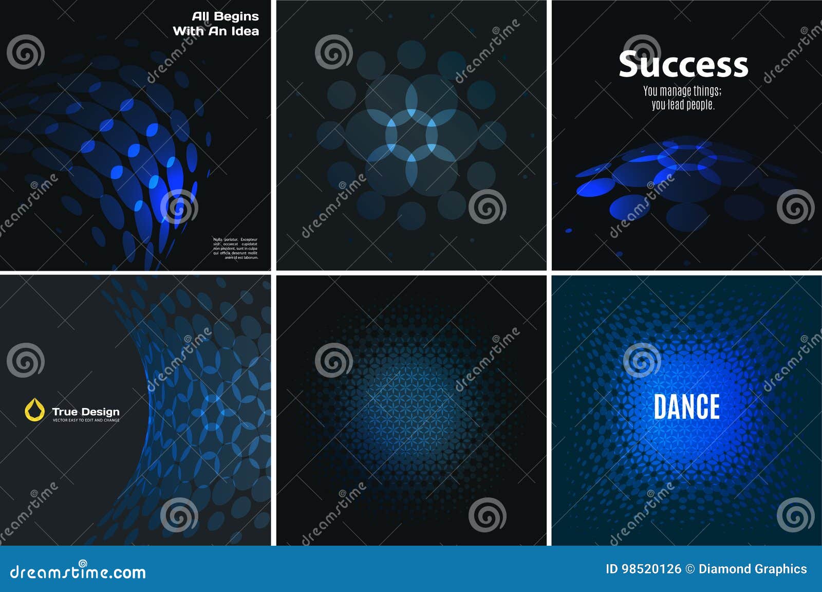 Set of Abstract Vector Blue Design Rounds Stock Vector - Illustration ...