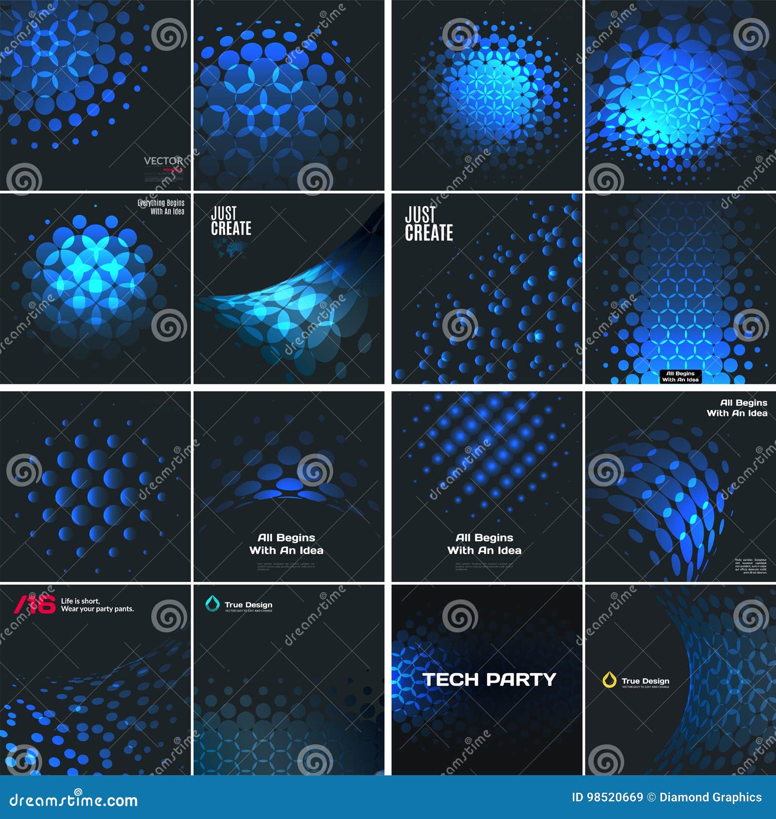 Set of Abstract Vector Blue Design Rounds Stock Vector - Illustration ...