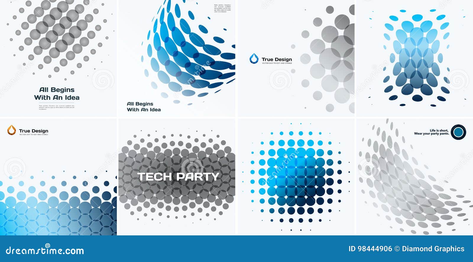 Set of Abstract Vector Blue Design Rounds Stock Vector - Illustration ...