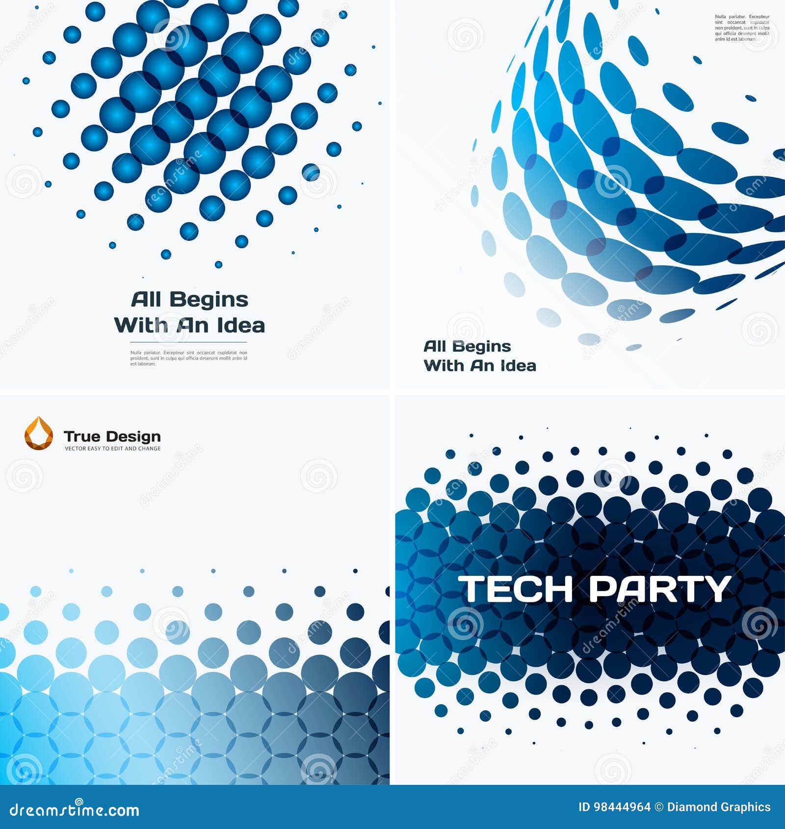 Set of Abstract Vector Blue Design Rounds Stock Vector - Illustration ...