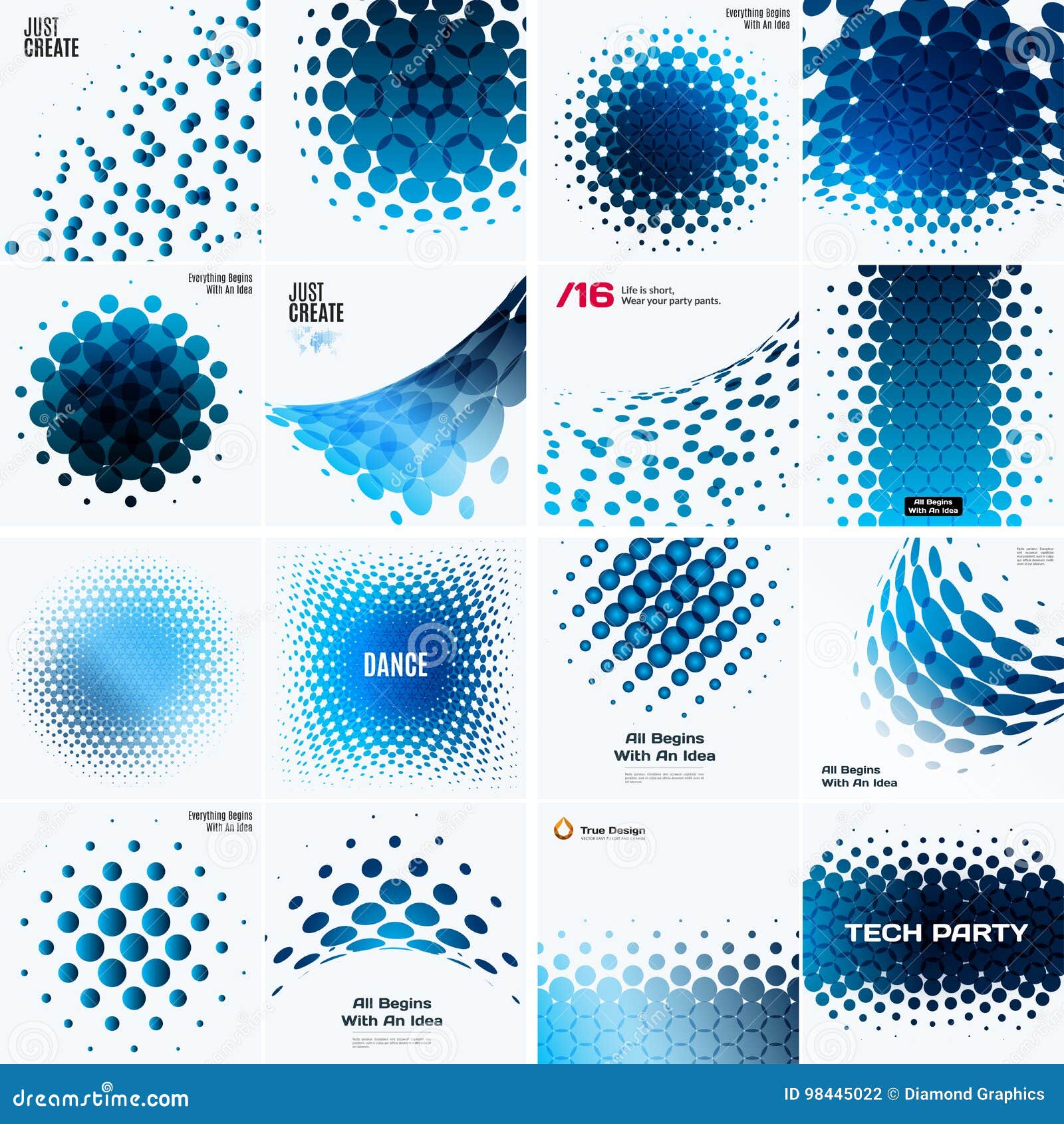 Set of Abstract Vector Blue Design Rounds Stock Vector - Illustration ...