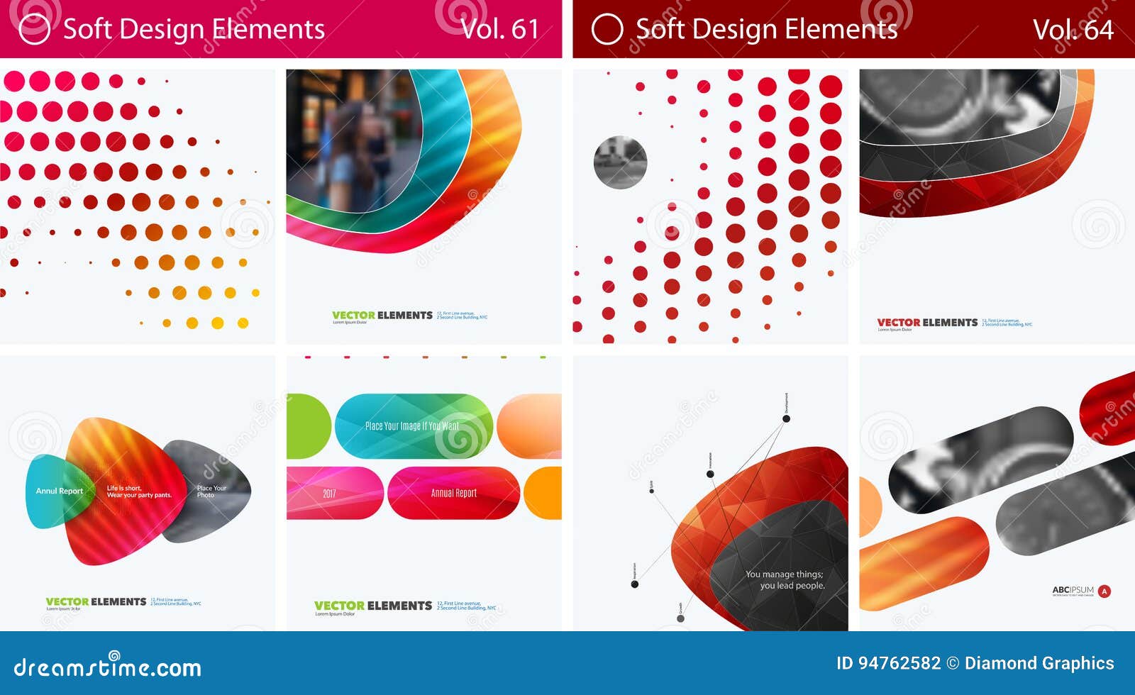 Set of Abstract Vector Design Elements for Graphic Layout. Modern ...