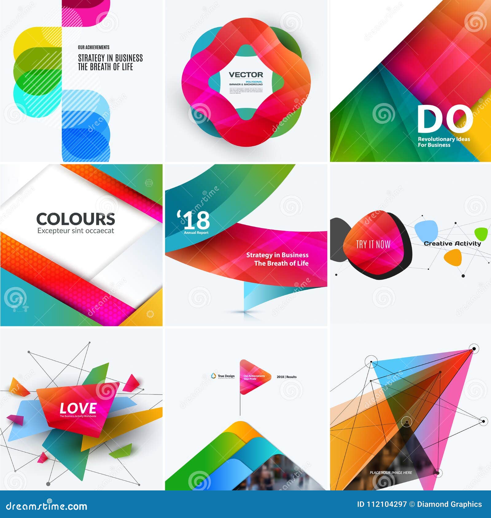 Set of Abstract Vector Design for Graphic Template. Creative Modern Business Background with ...