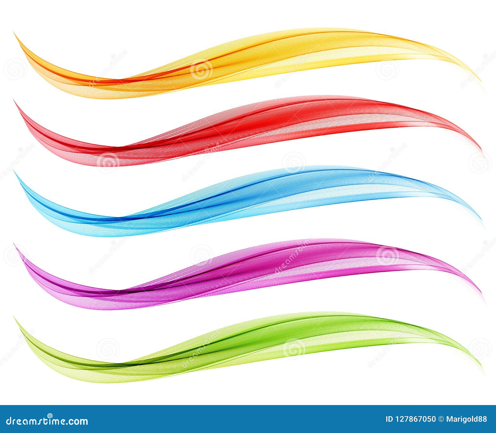 Set of Abstract Vector Flow Transparent Color Wave. Stock Vector ...