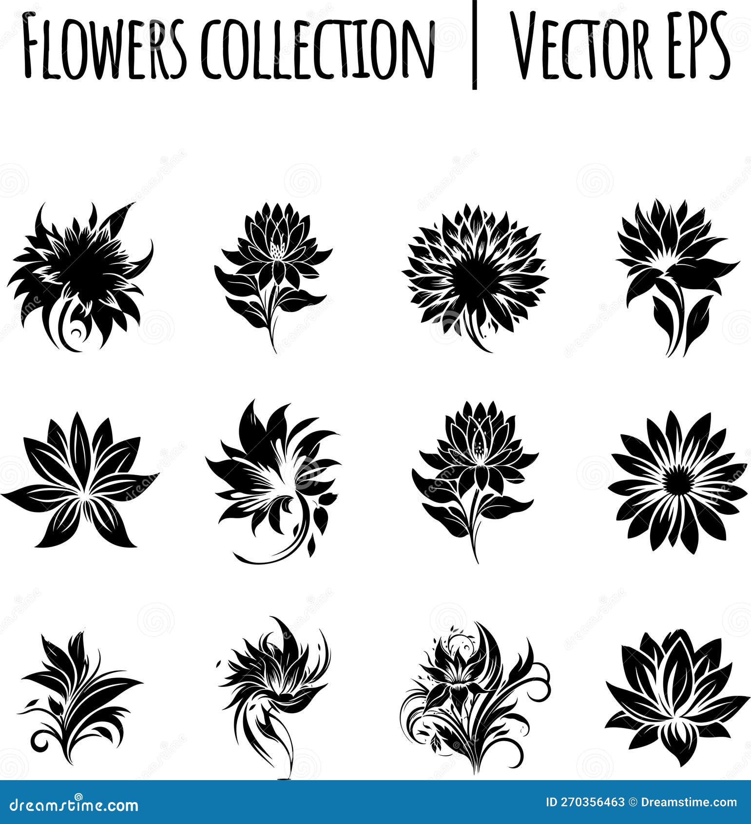 Set of Abstract Vector Flowers Symbols. Good for Logo, Patterns Stock ...