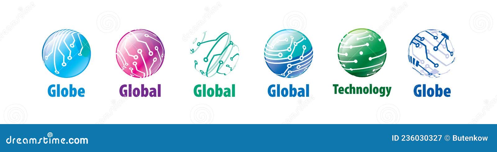 A Set of Abstract Vector Logos of the Global Network Stock Vector ...