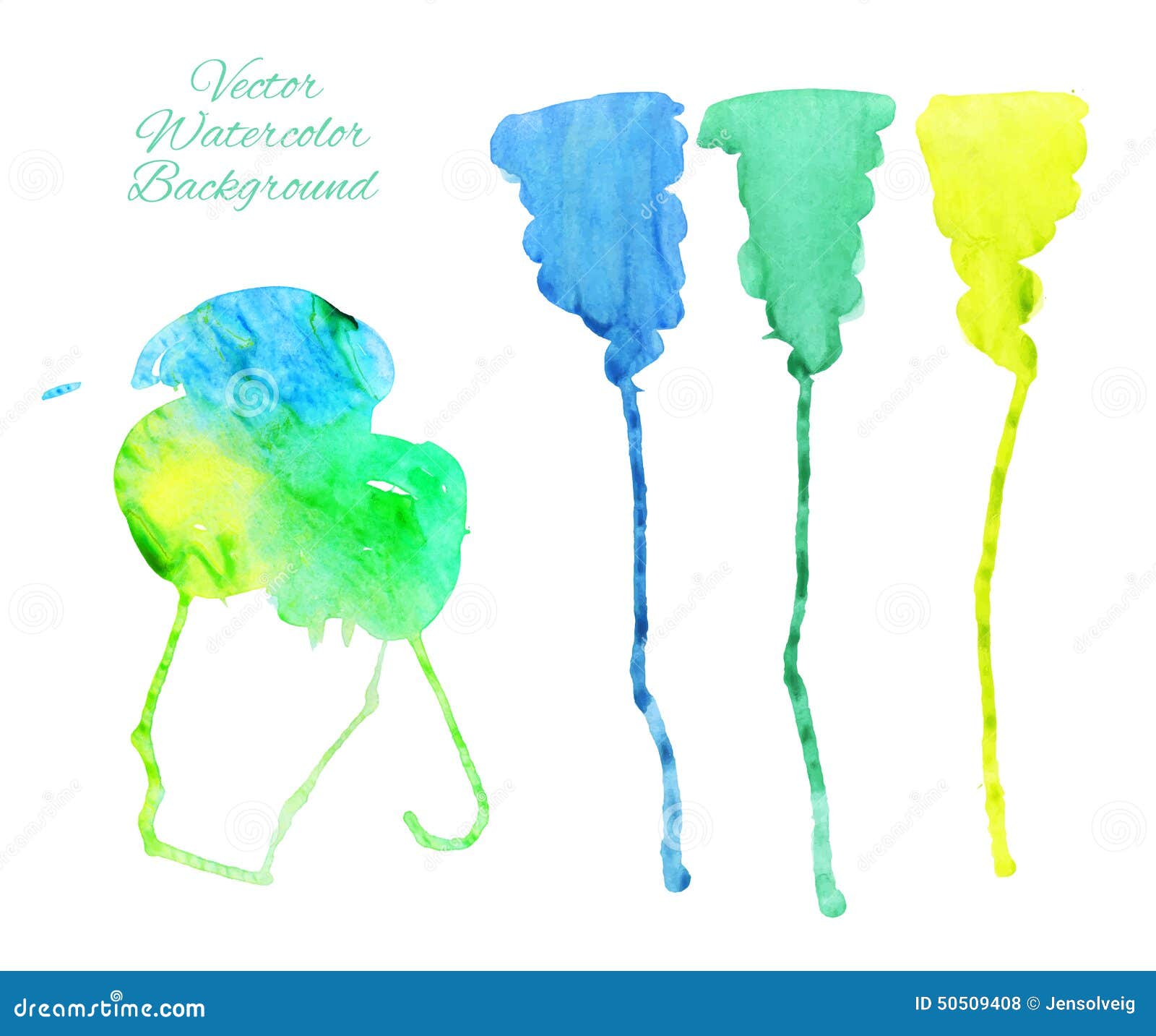 Set of Abstract Vector Watercolor Hand Drawn Stock Vector ...