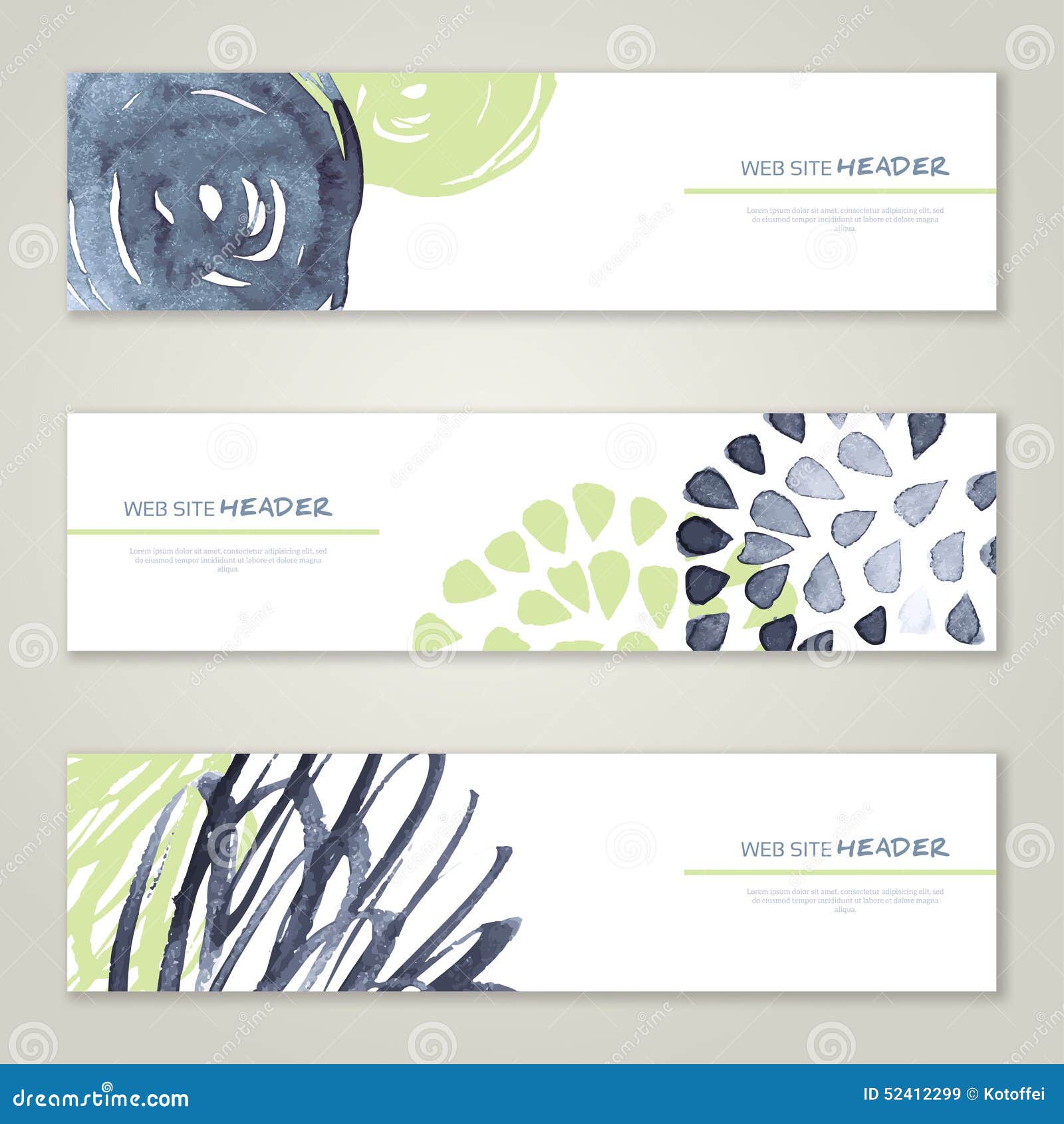Set of Abstract Vector Watercolor Headers for Stock Vector ...