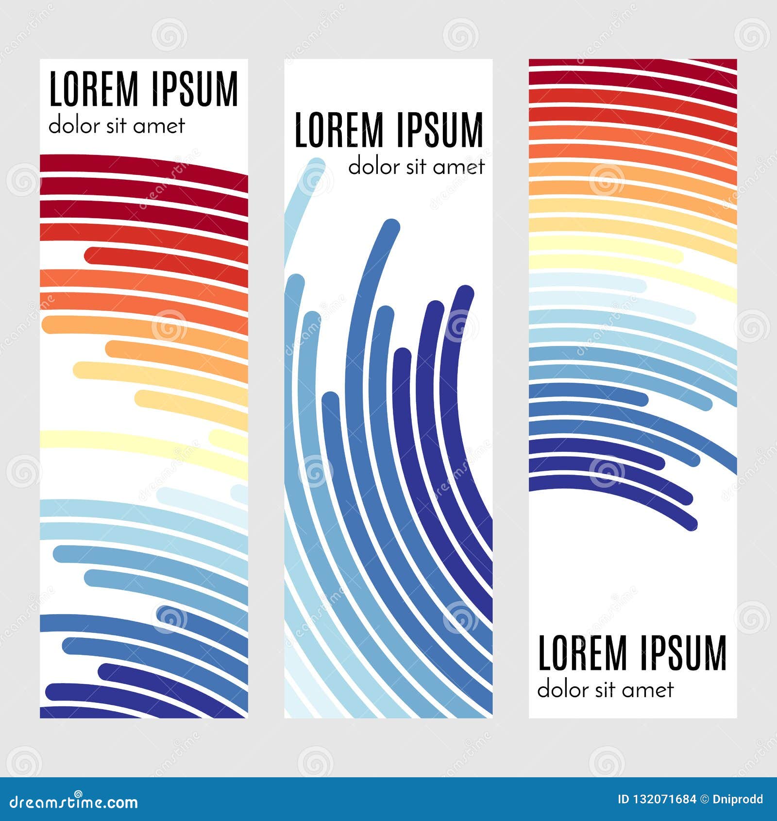 Set of Abstract Vertical Header Banners with Curved Lines Stock Vector ...