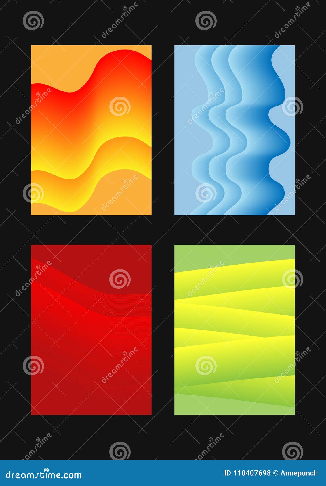 Set of Abstract Vertical Templates for Design. Colorful Rectangular ...