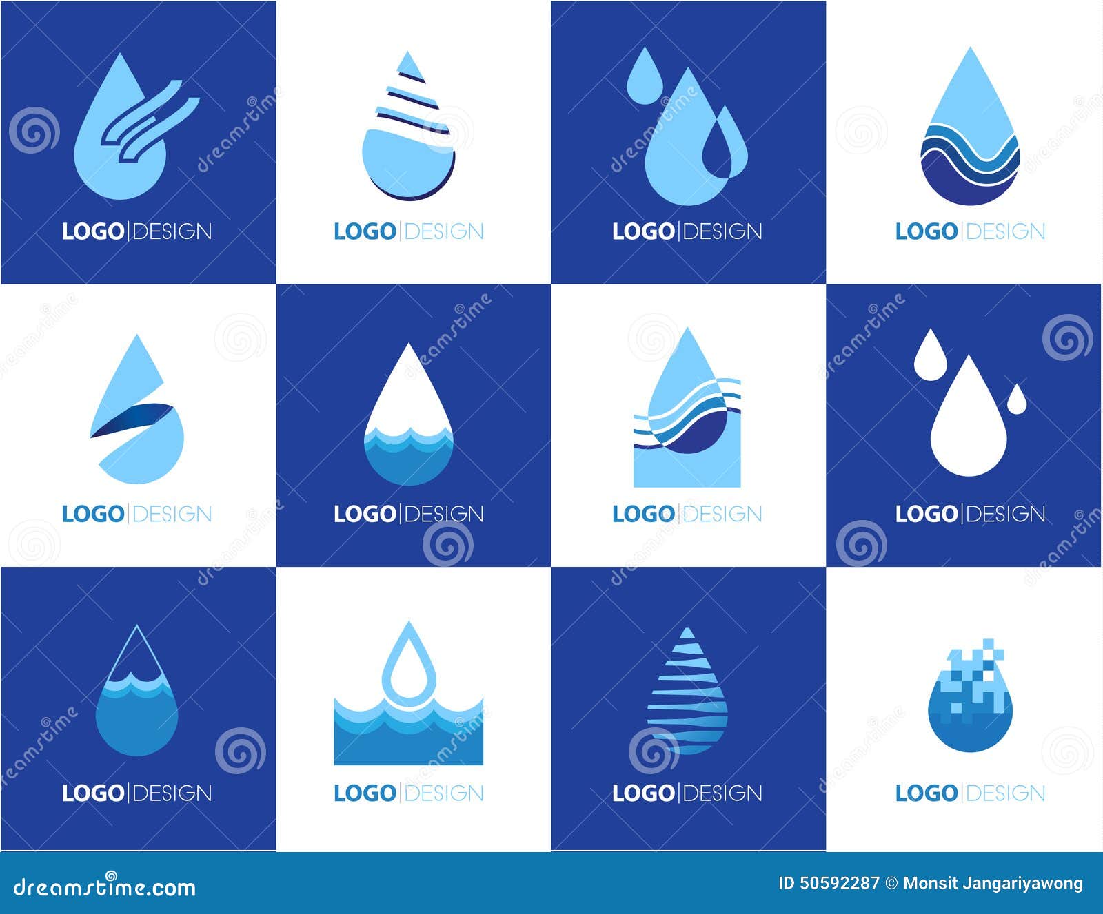 Set of Abstract Water Drop Shape Blue Vector Icons Stock Vector ...