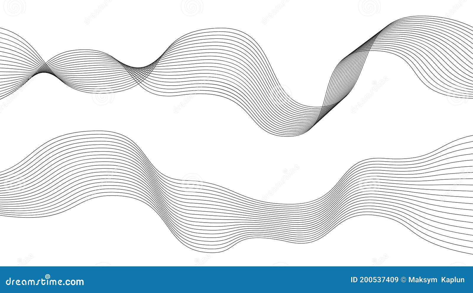 Set of Abstract Wave Line. Dynamic Wave of Many Black Lines on White ...