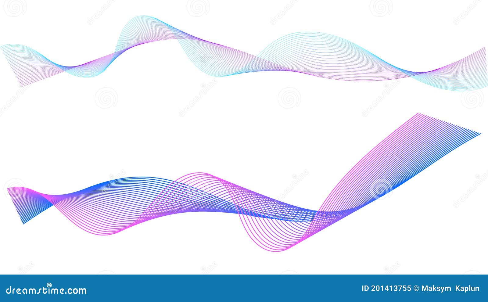 Set of Abstract Wave Line. Dynamic Wave of Many Lines on White ...