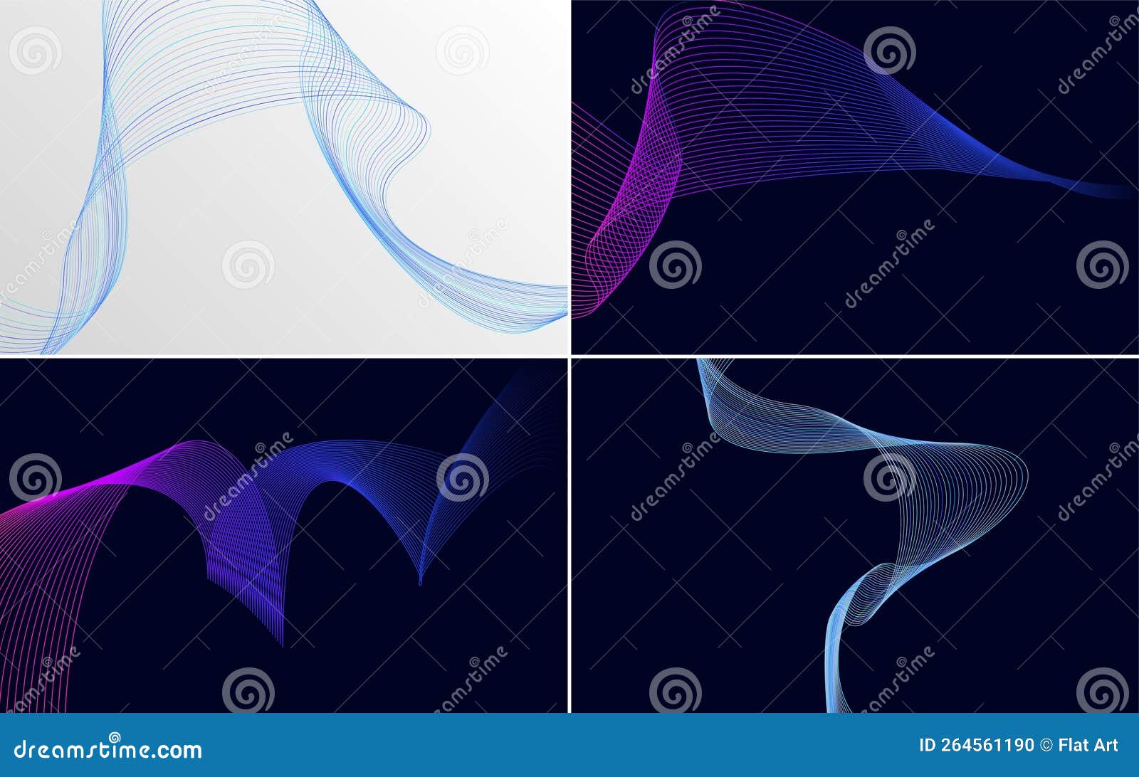 Set of 4 Abstract Waving Line Backgrounds for a Modern Look Stock ...
