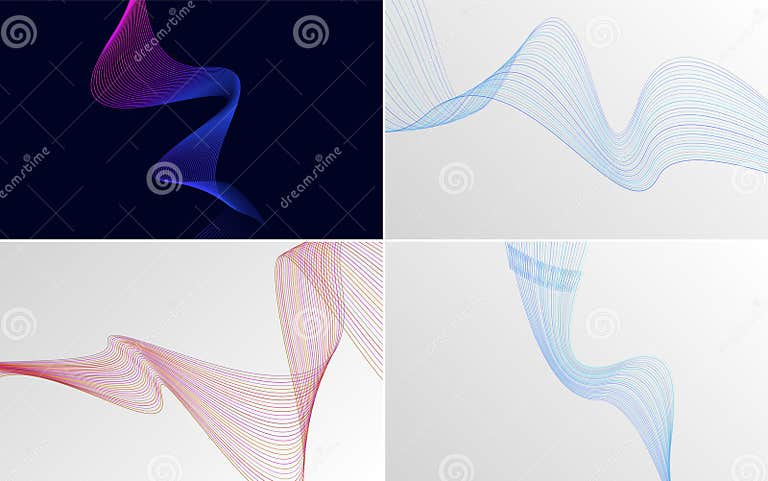 Set of 4 Abstract Waving Line Backgrounds for a Professional Design ...
