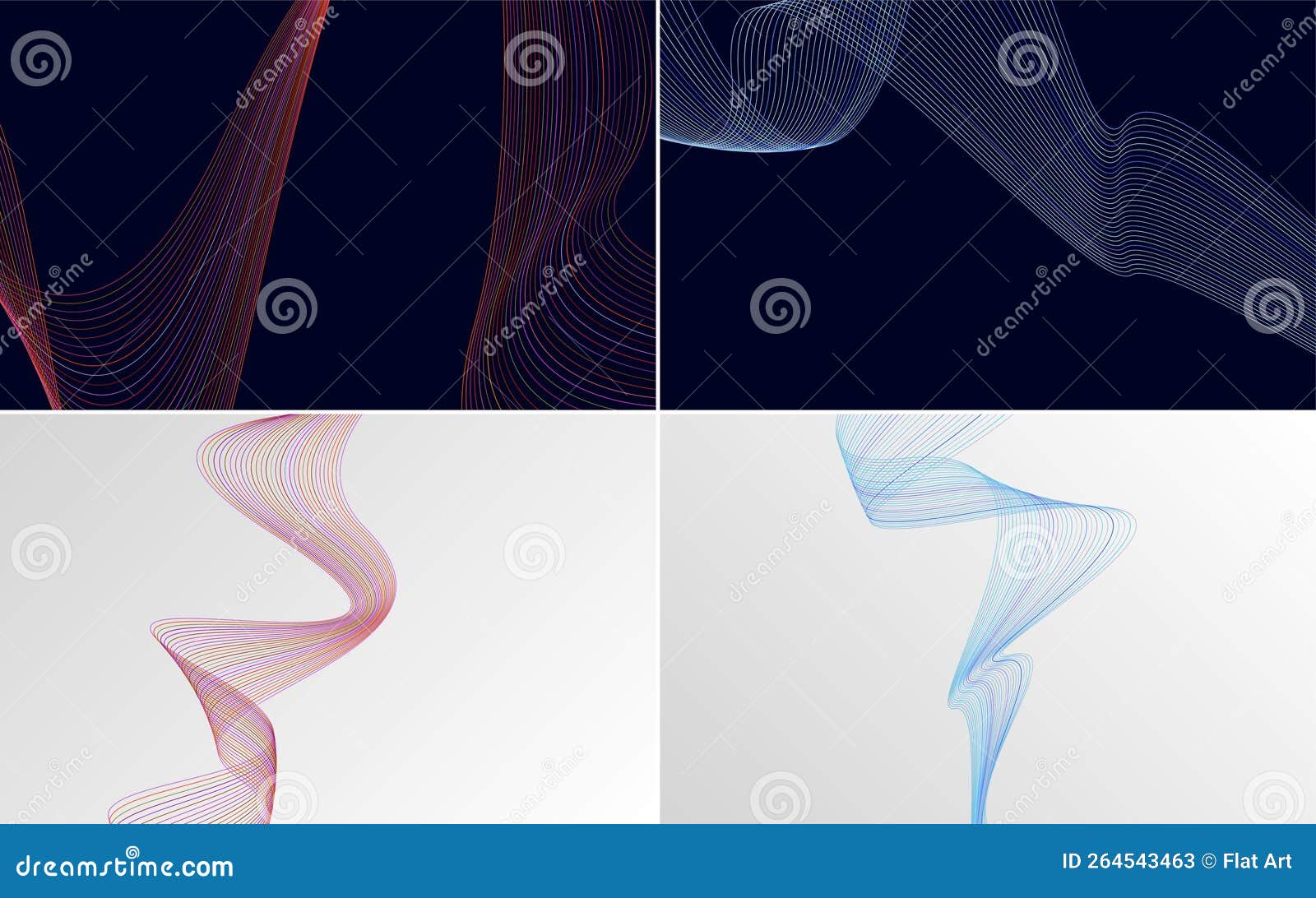 Set of 4 Abstract Waving Line Vector Backgrounds for Your Projects ...