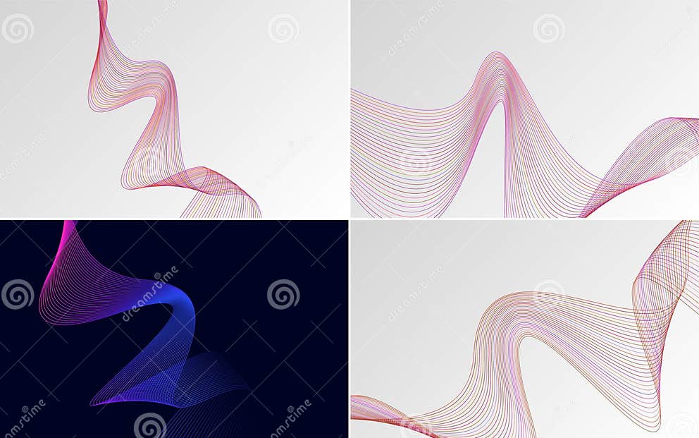 Set of 4 Abstract Waving Line Vector Backgrounds for Your Projects ...