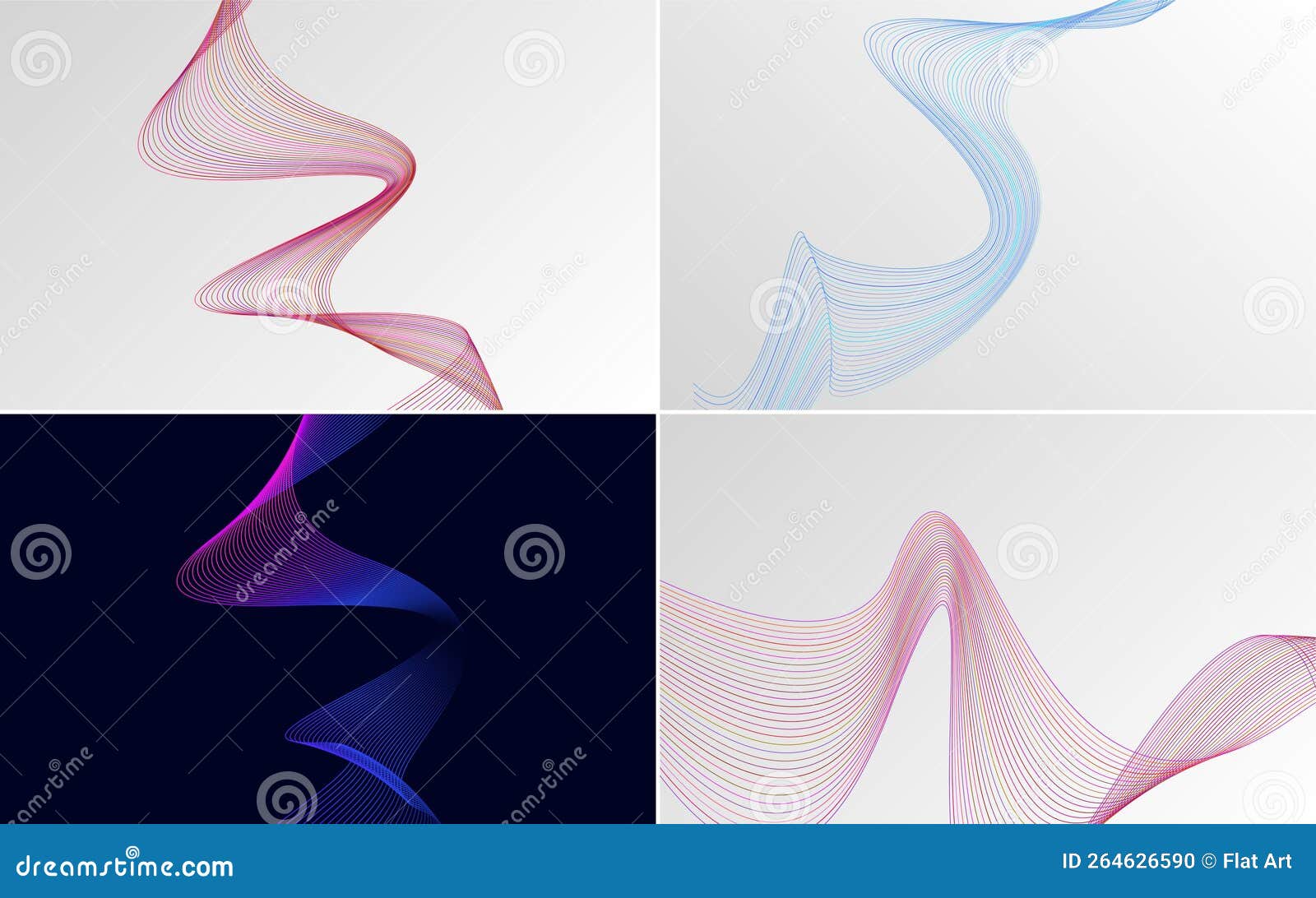 Set of 4 Abstract Waving Line Vector Backgrounds for Your Projects ...